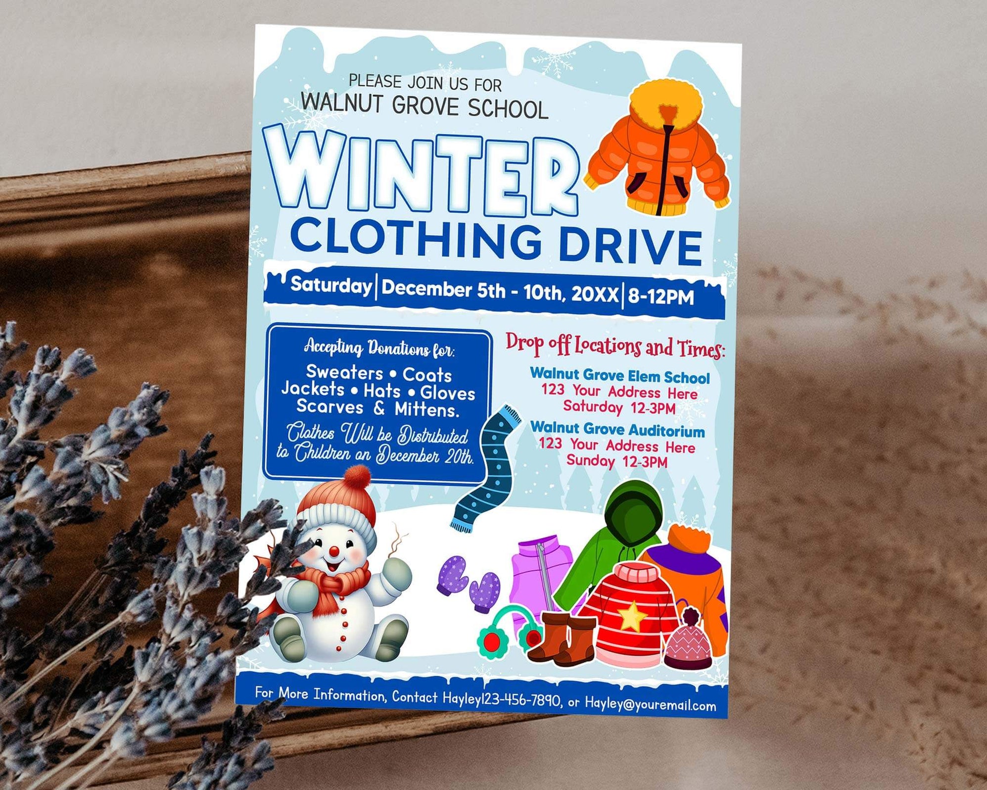 DIY Winter Clothing Drive Flyer | Holiday Winter School and Community ...