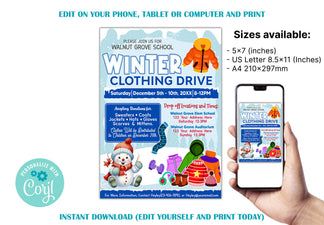 DIY Winter Clothing Drive Flyer | Holiday Winter School and Community ...