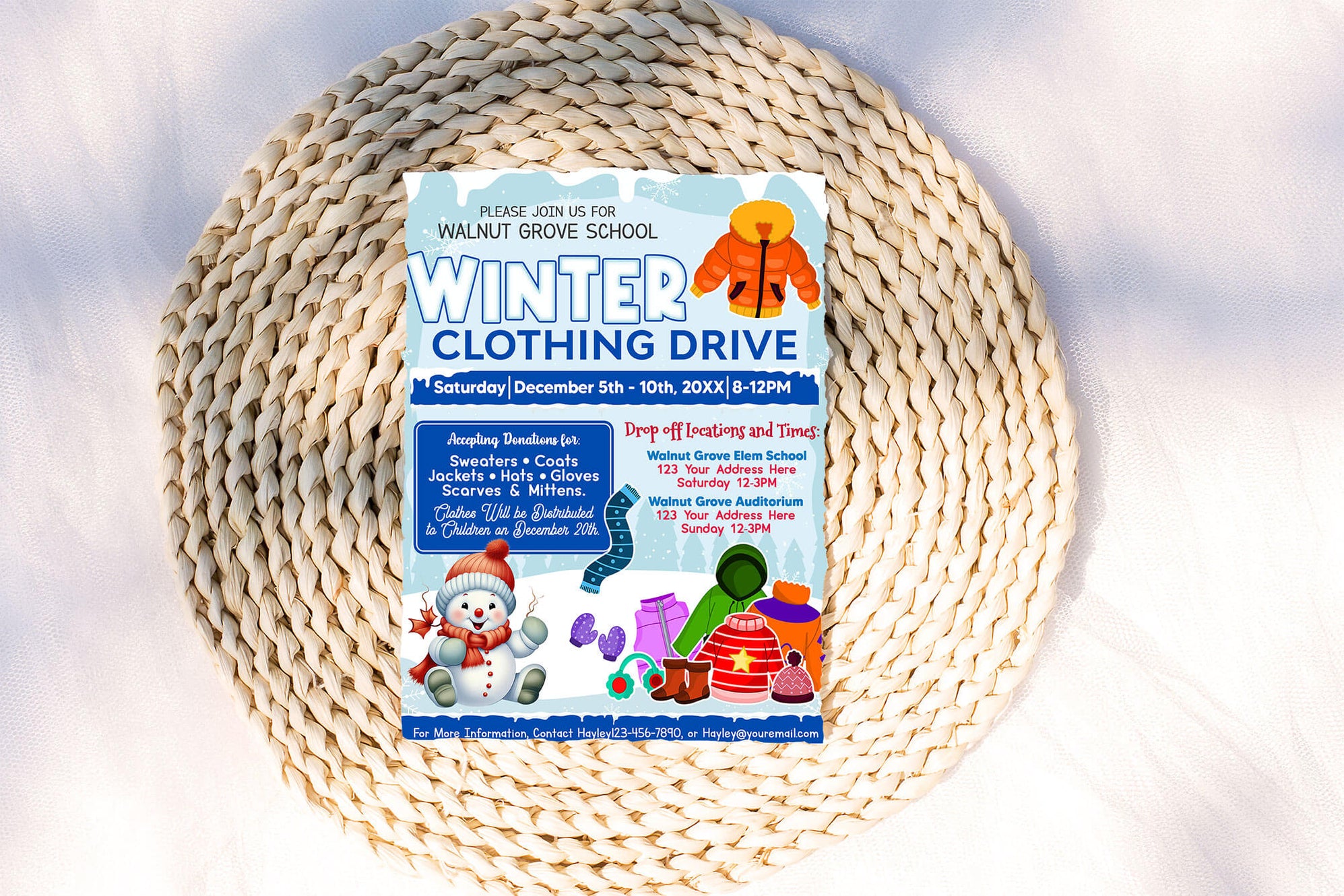 DIY Winter Clothing Drive Flyer | Holiday Winter School and Community ...