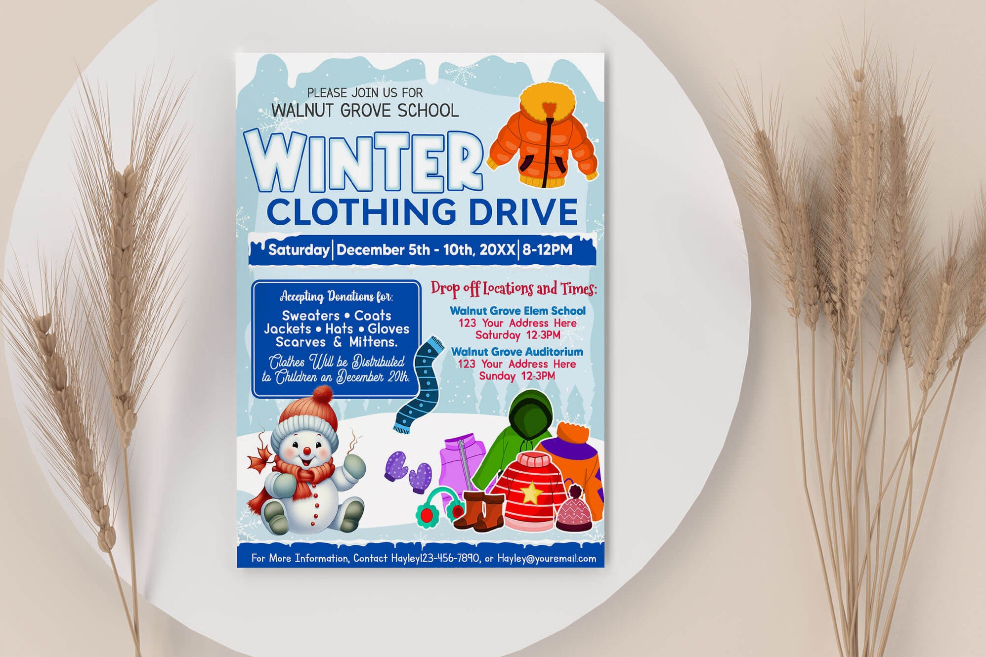 DIY Winter Clothing Drive Flyer | Holiday Winter School and Community ...