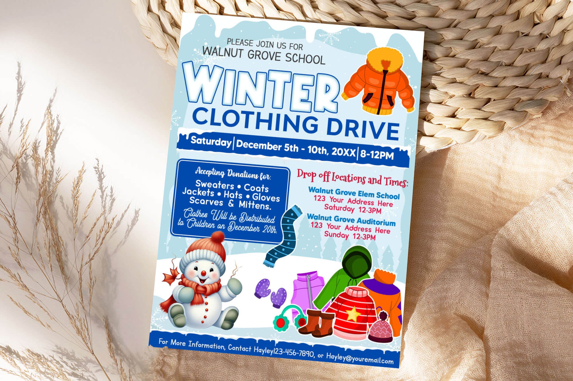 DIY Winter Clothing Drive Flyer | Holiday Winter School and Community ...