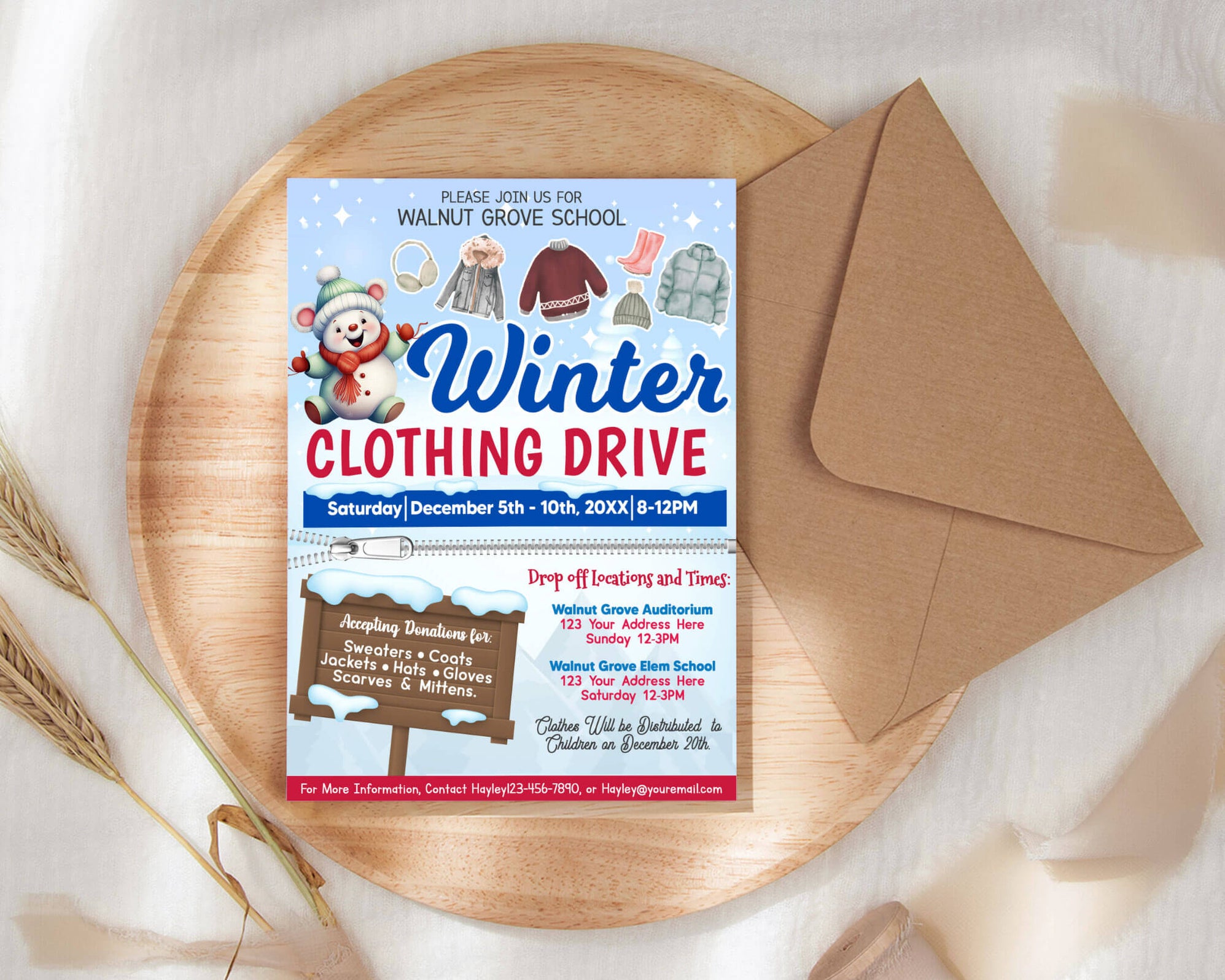 Customizable Winter Clothing Drive Flyer Template | School and ...