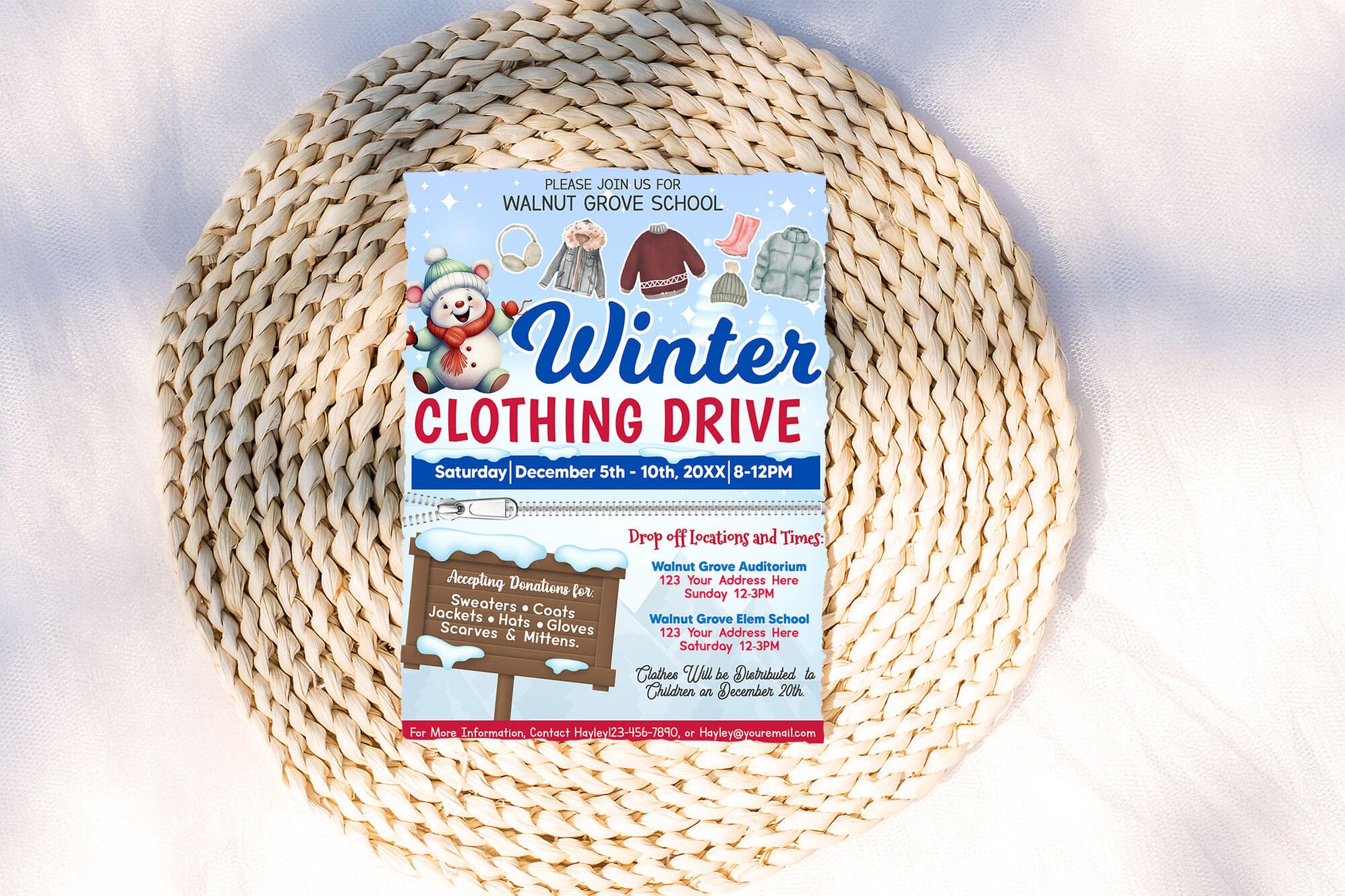 Customizable Winter Clothing Drive Flyer Template | School and ...