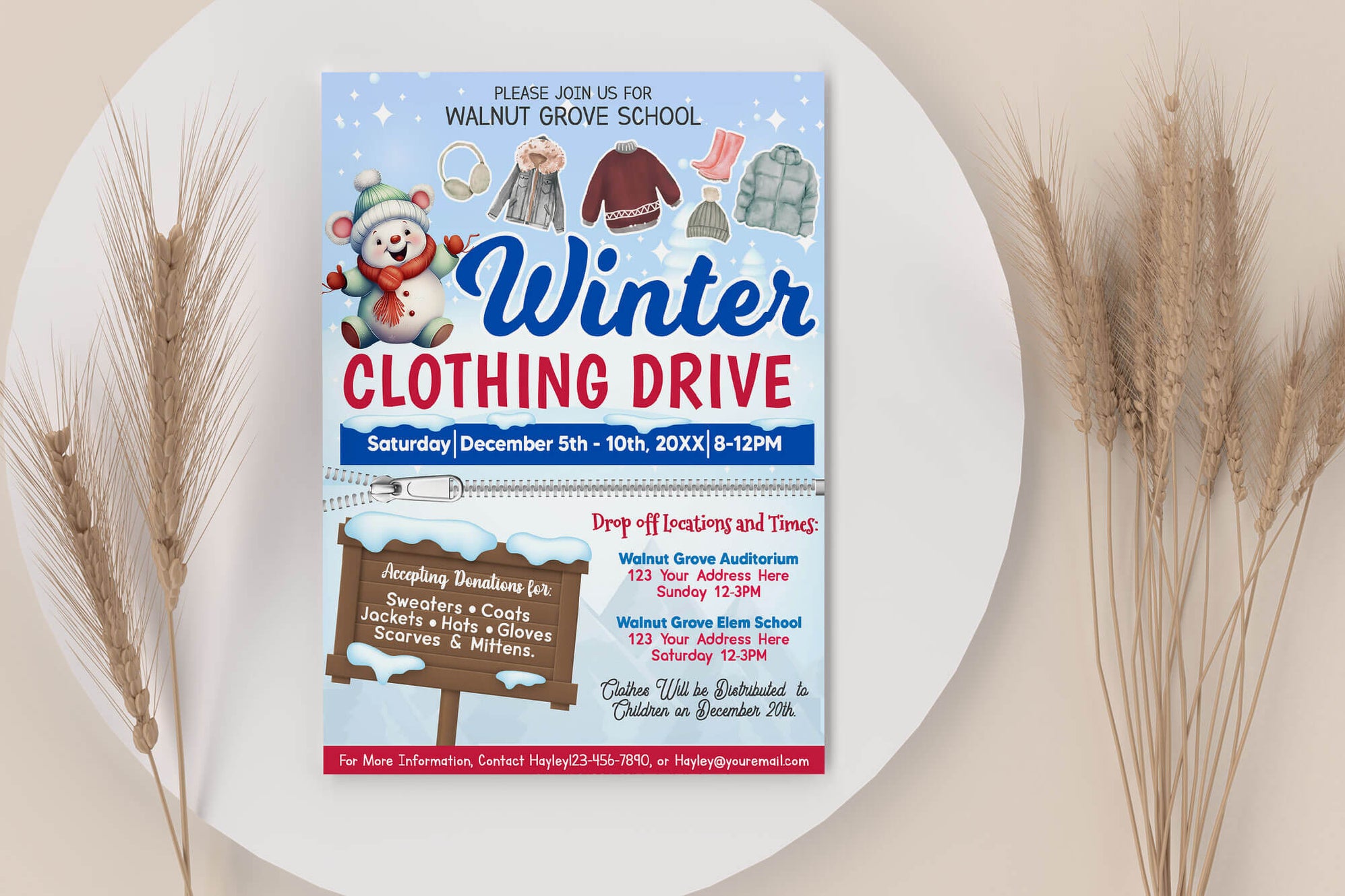 Customizable Winter Clothing Drive Flyer Template | School and ...