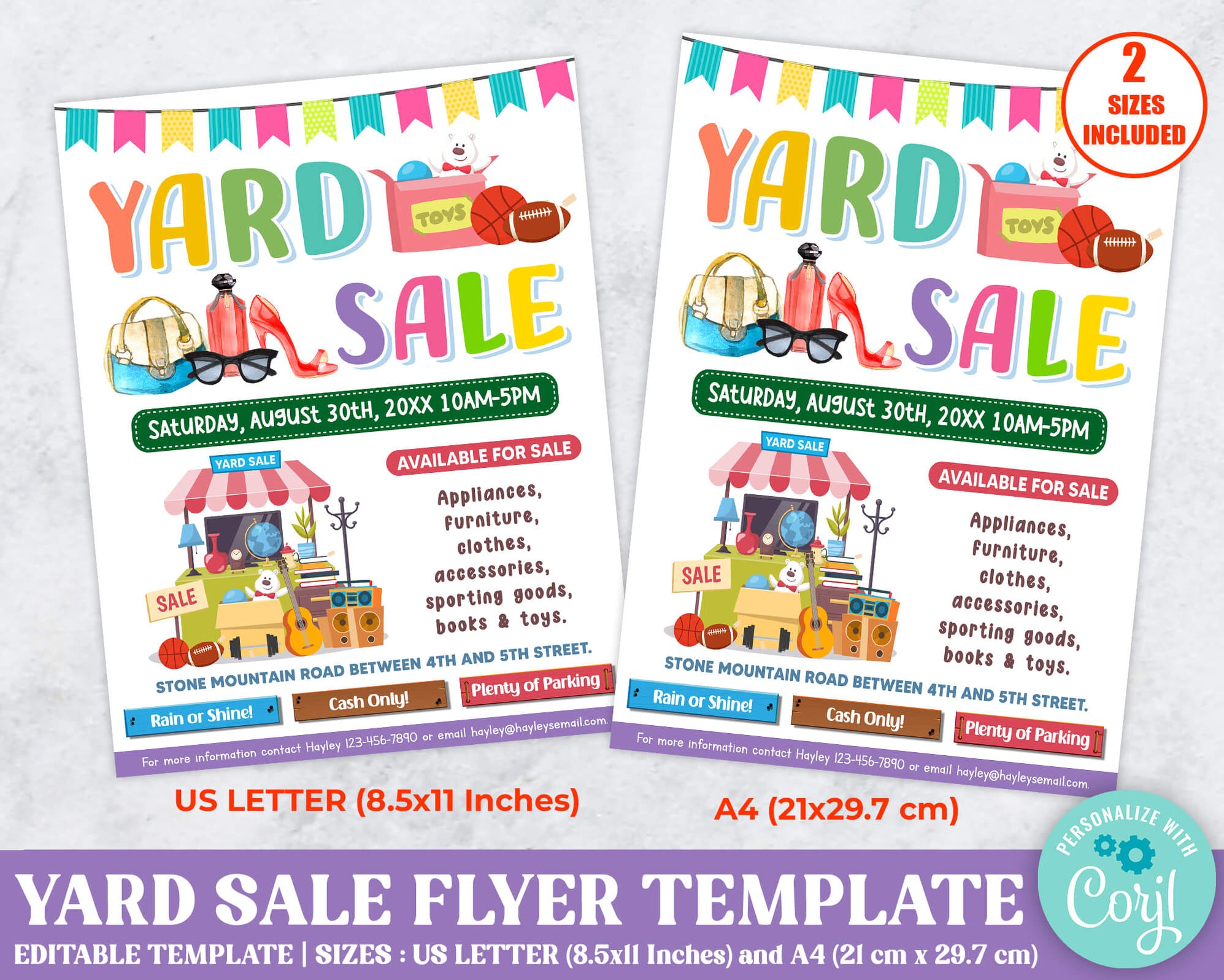 DIY Yard Sale Flyer Template | Neighborhood or Garage Sale Event Flyer ...