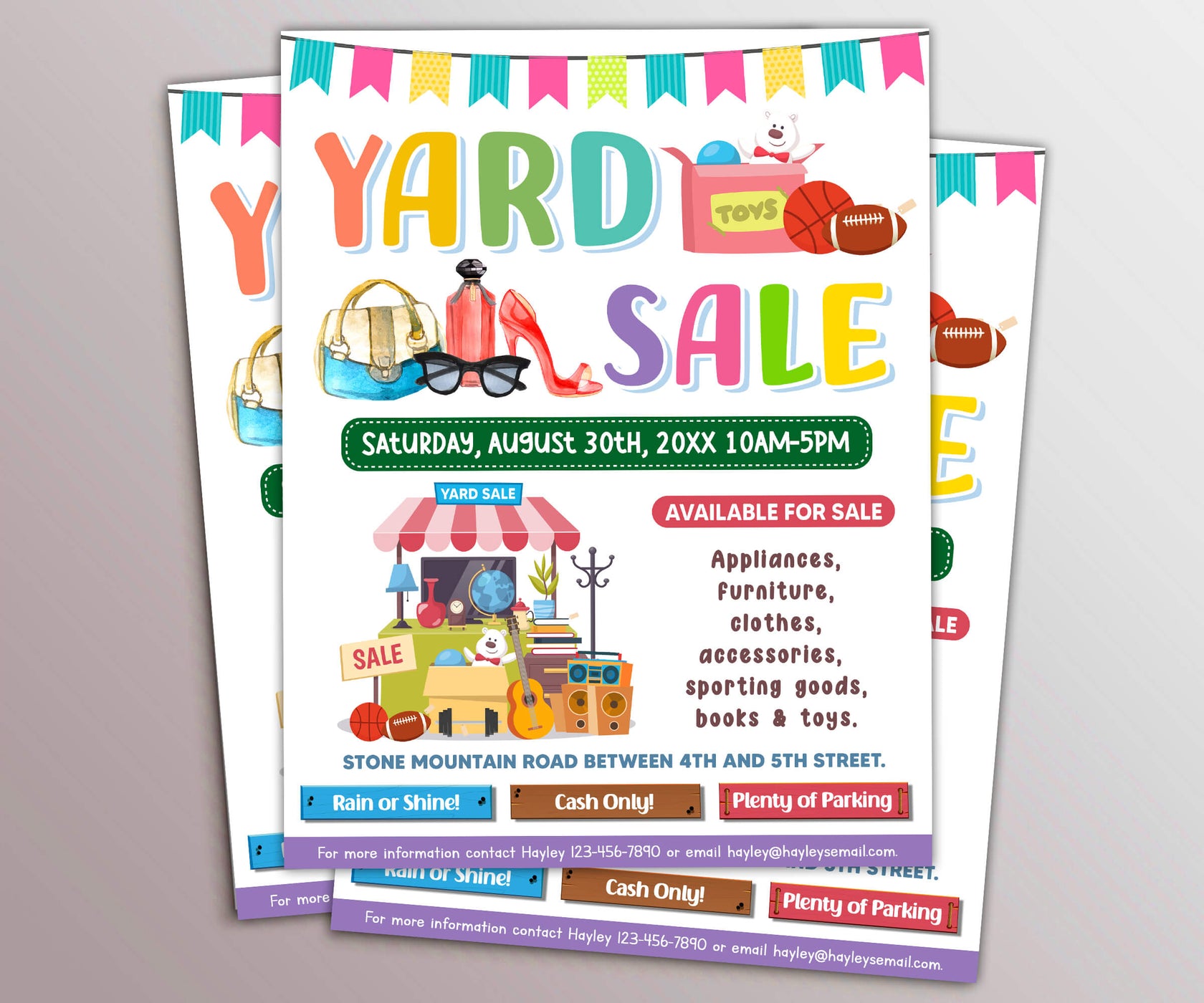 DIY Yard Sale Flyer Template | Neighborhood or Garage Sale Event Flyer ...