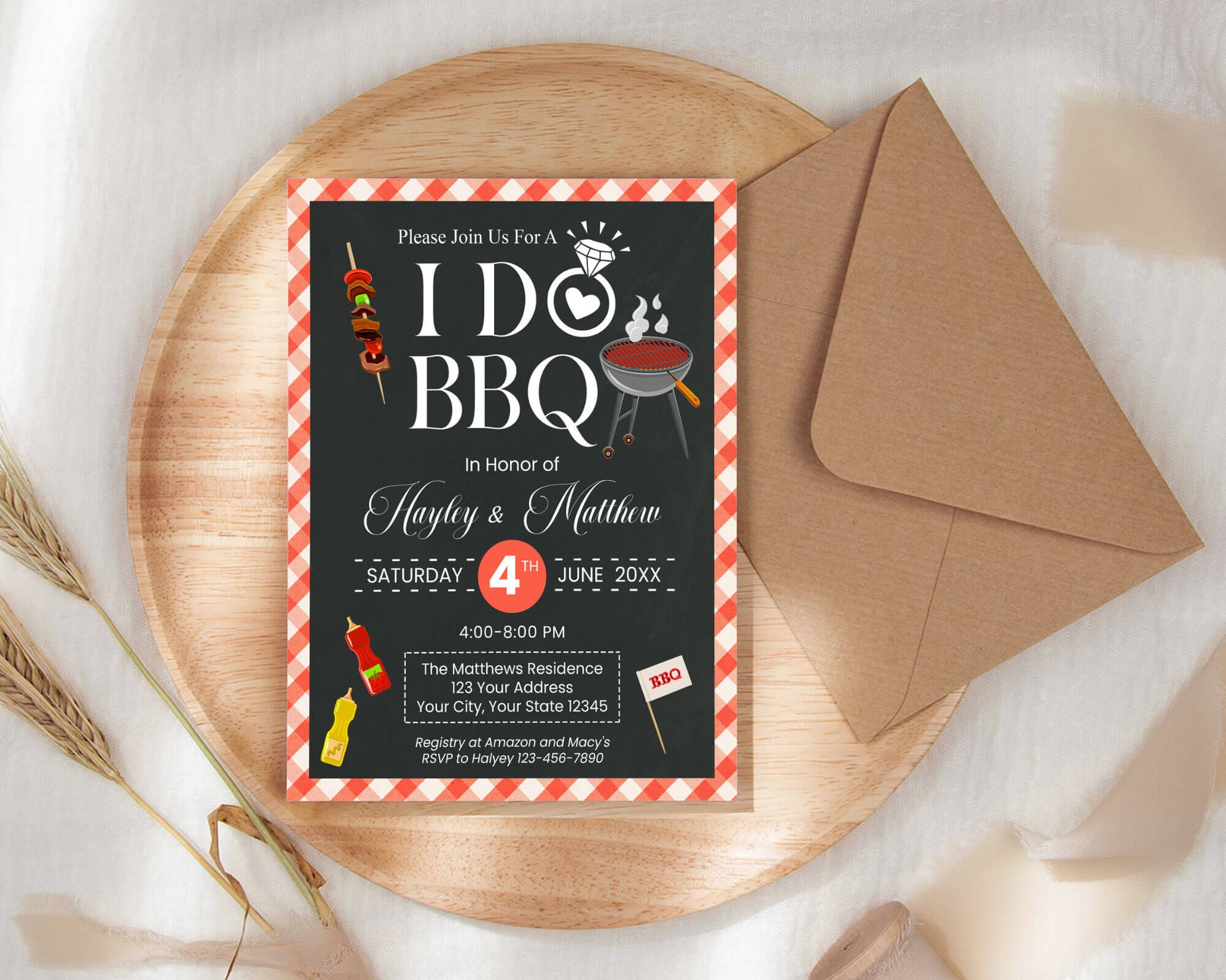 DIY I Do BBQ Invite | Engagement Barbecue Party Invitation Flyer ...