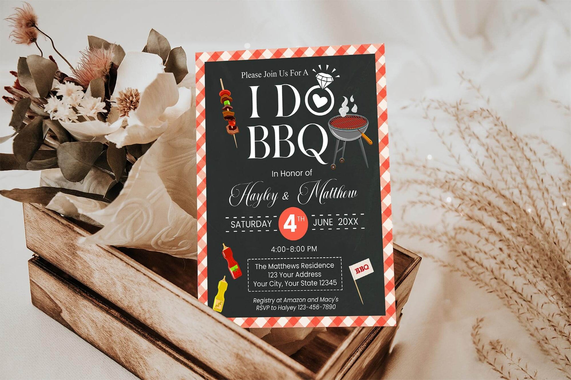 DIY I Do BBQ Invite | Engagement Barbecue Party Invitation Flyer ...
