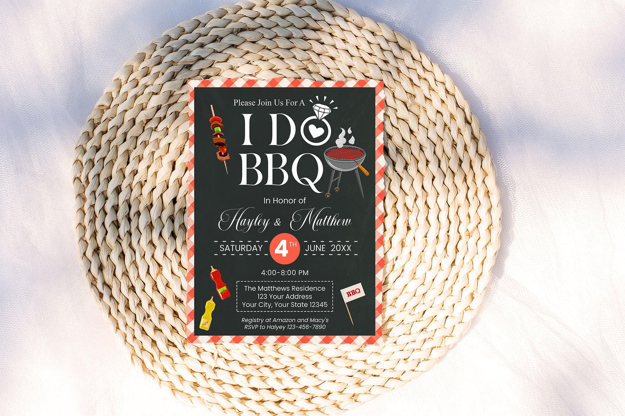 DIY I Do BBQ Invite | Engagement Barbecue Party Invitation Flyer ...