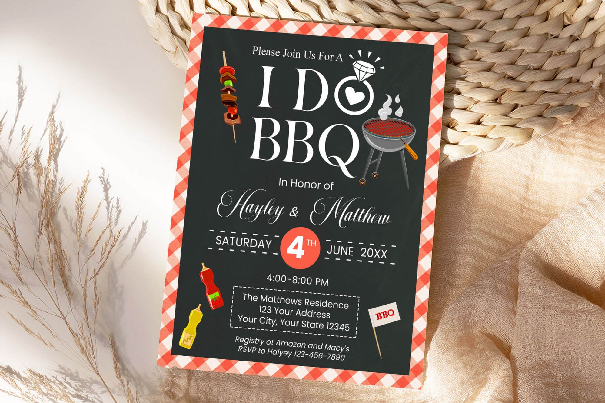 DIY I Do BBQ Invite | Engagement Barbecue Party Invitation Flyer ...