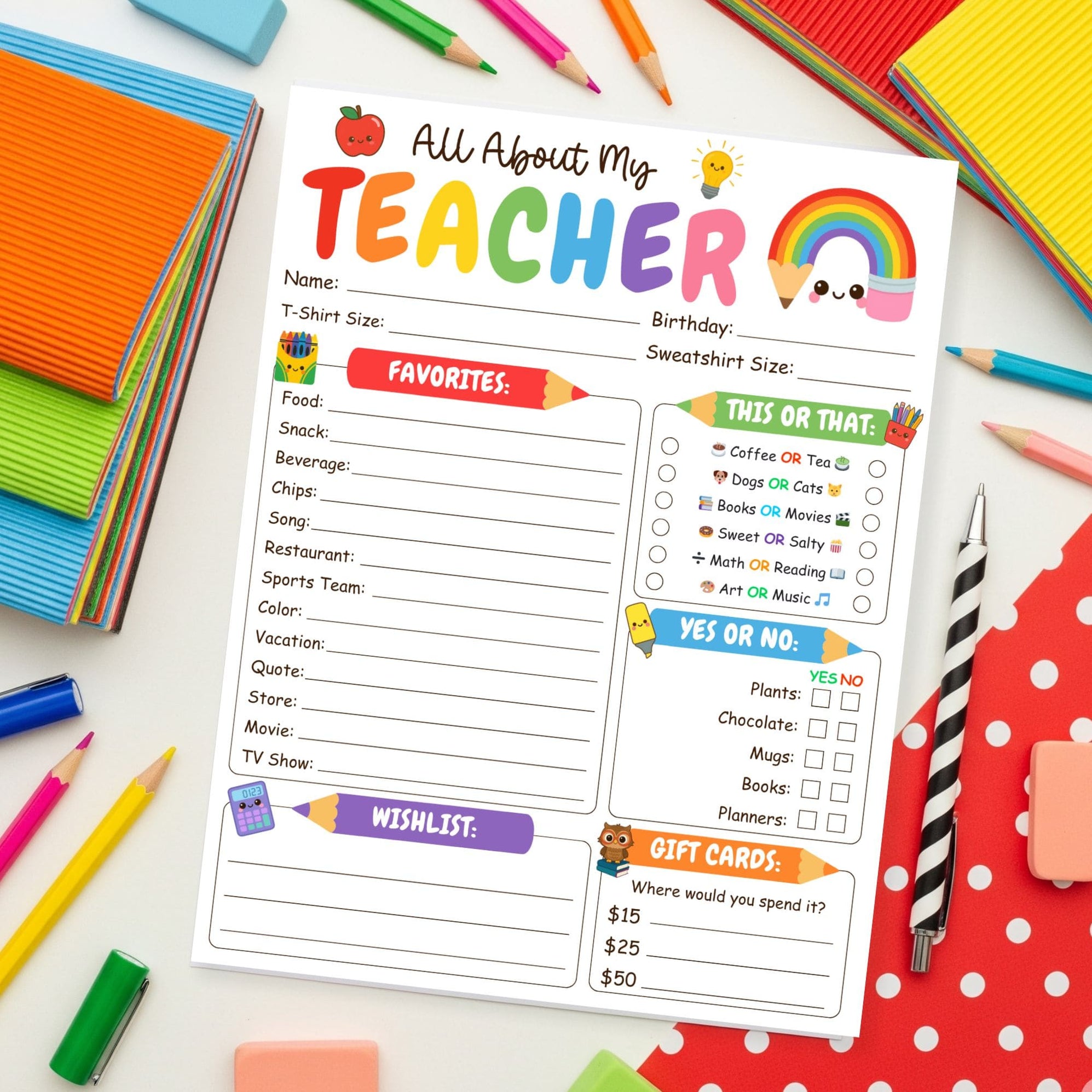 Customizable All About My Teacher Template | Getting to Know My Teacher ...