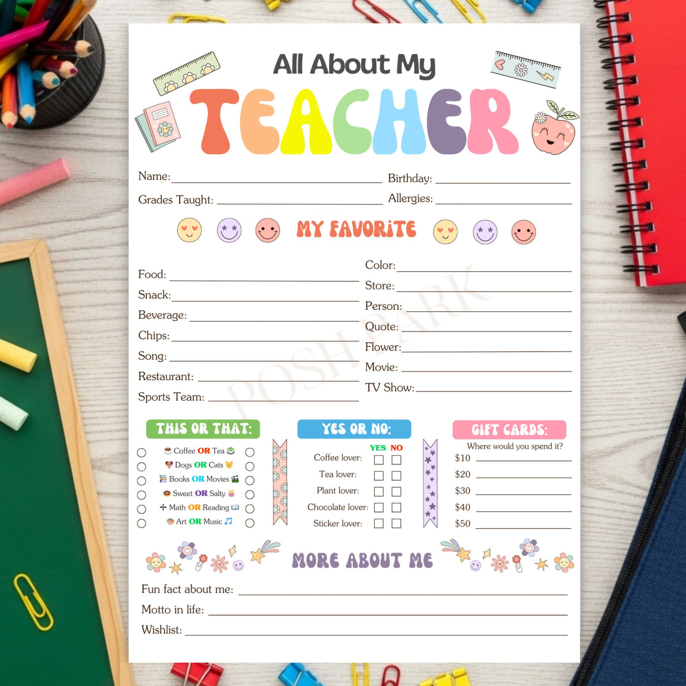 Customizable Getting to Know the Teacher Questionnaire | All About My ...