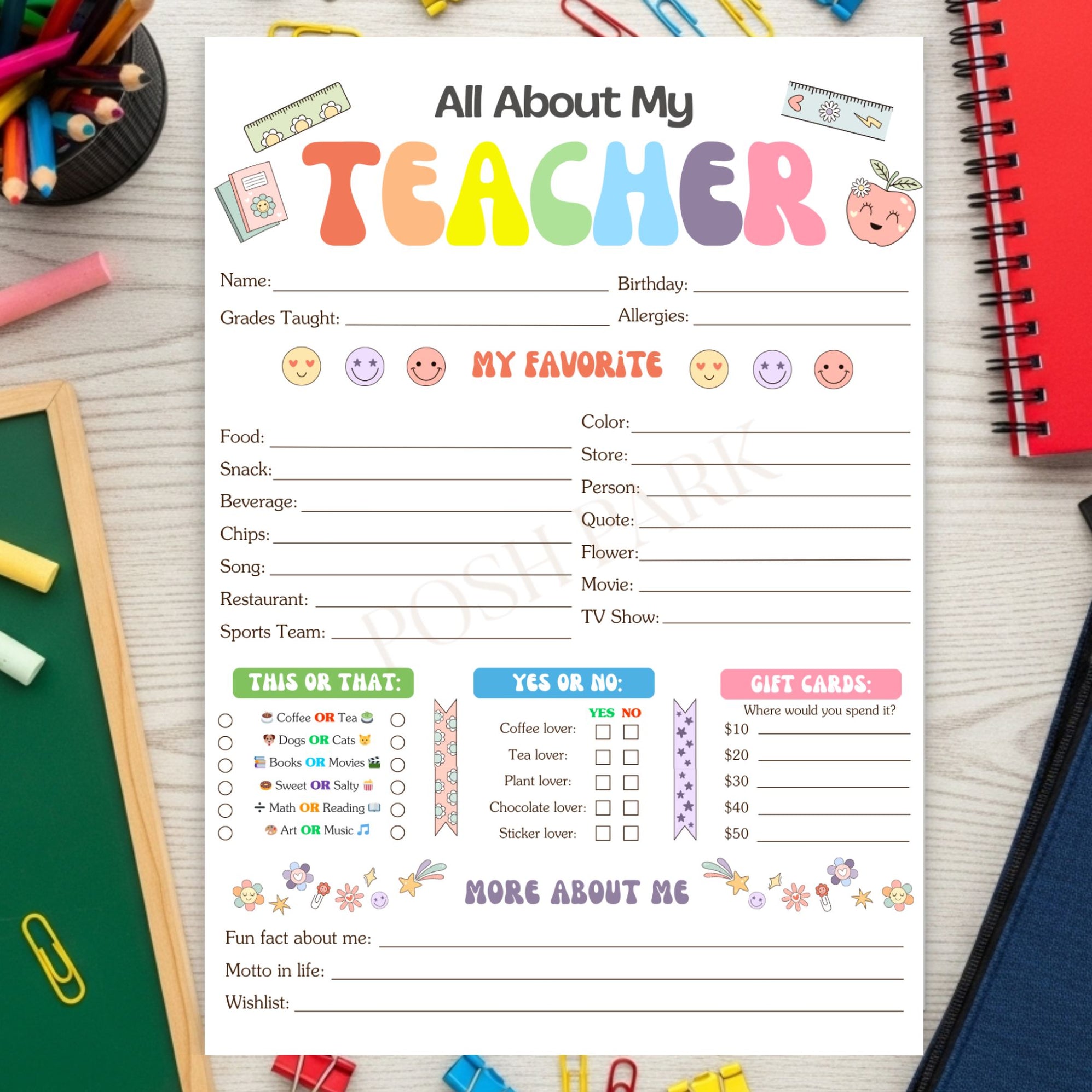 Customizable Getting to Know the Teacher Questionnaire | All About My ...