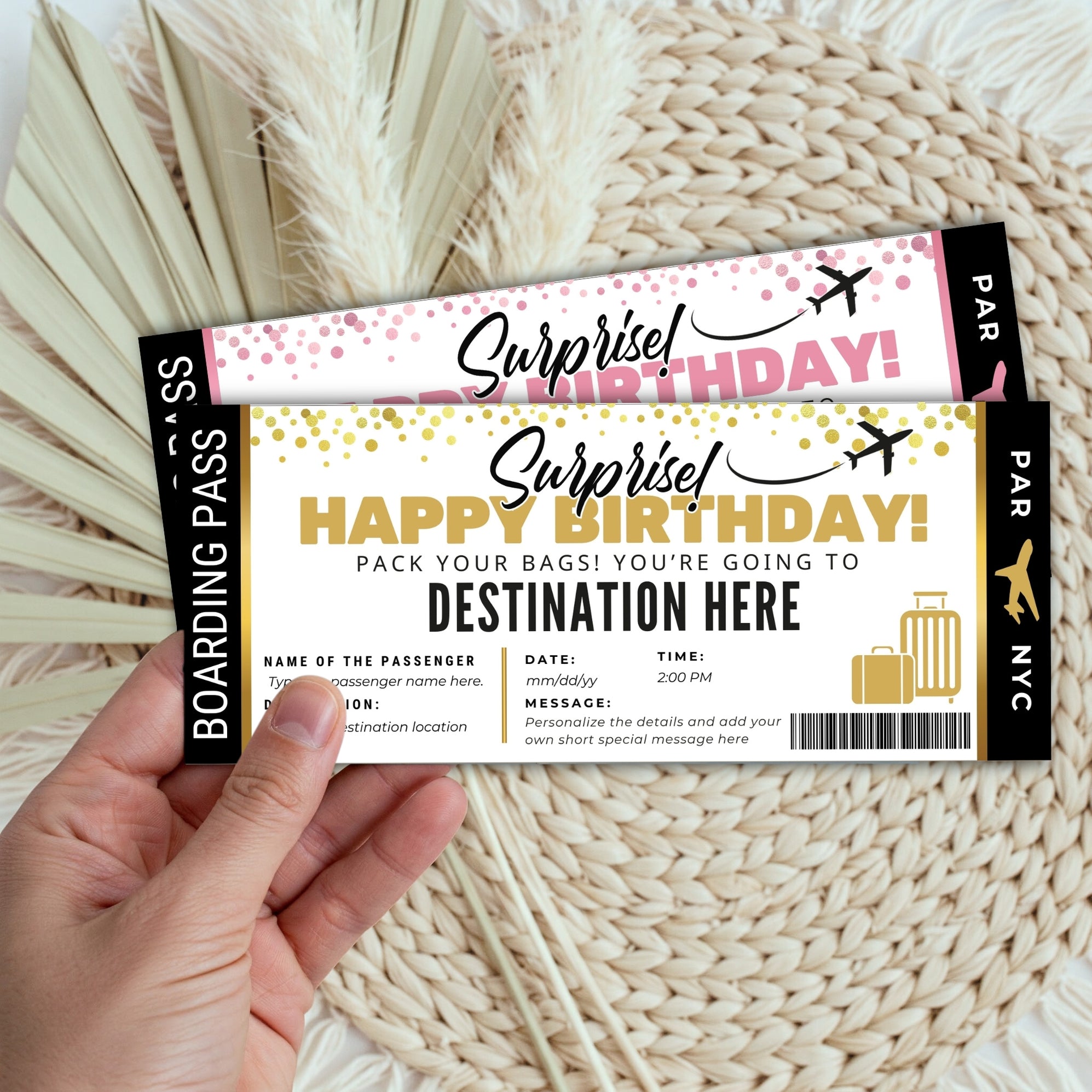 Customizable Surprise Birthday Gift Boarding Pass Template | Surprise ...