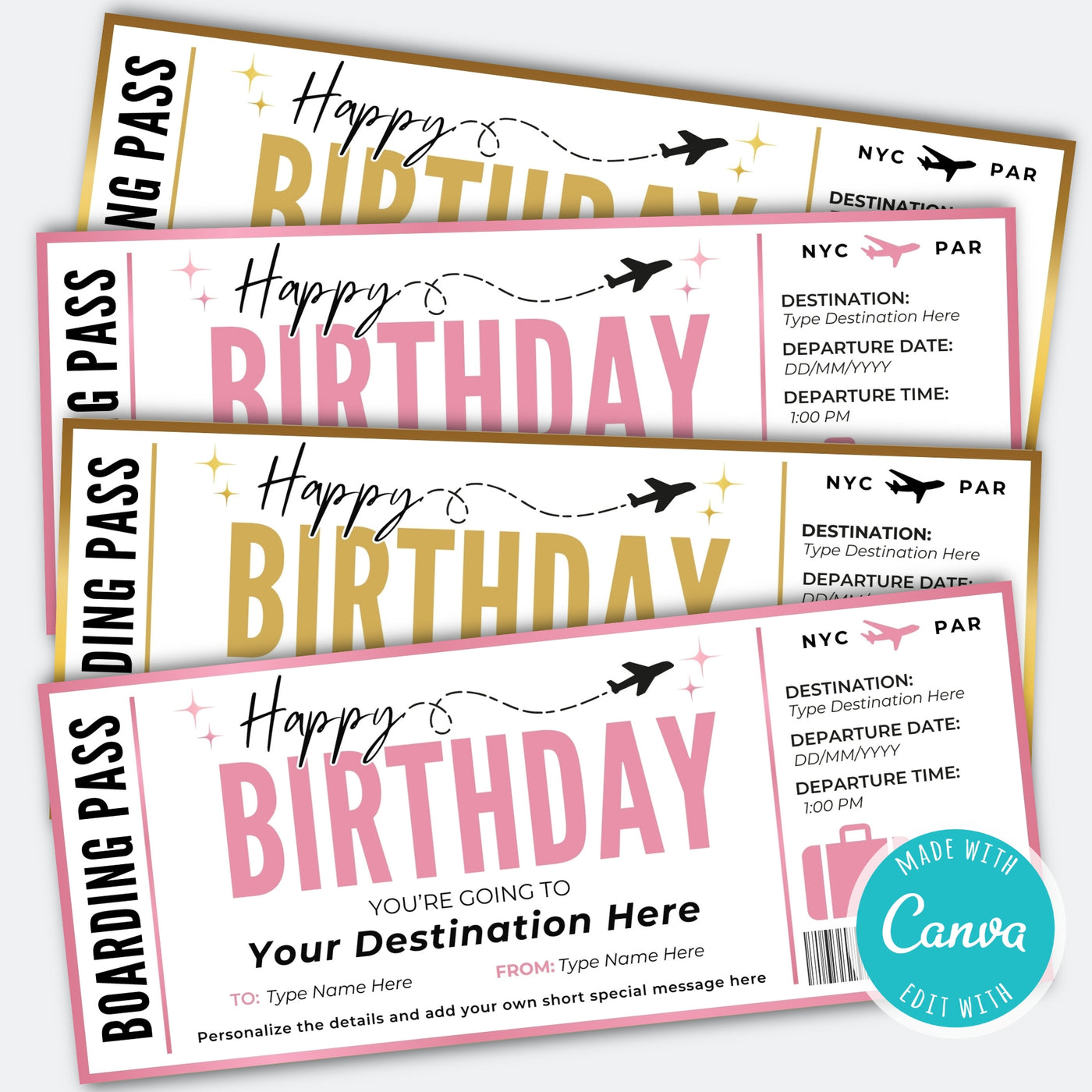 DIY Birthday Boarding Pass Template | Surprise Trip Gift Ticket ...