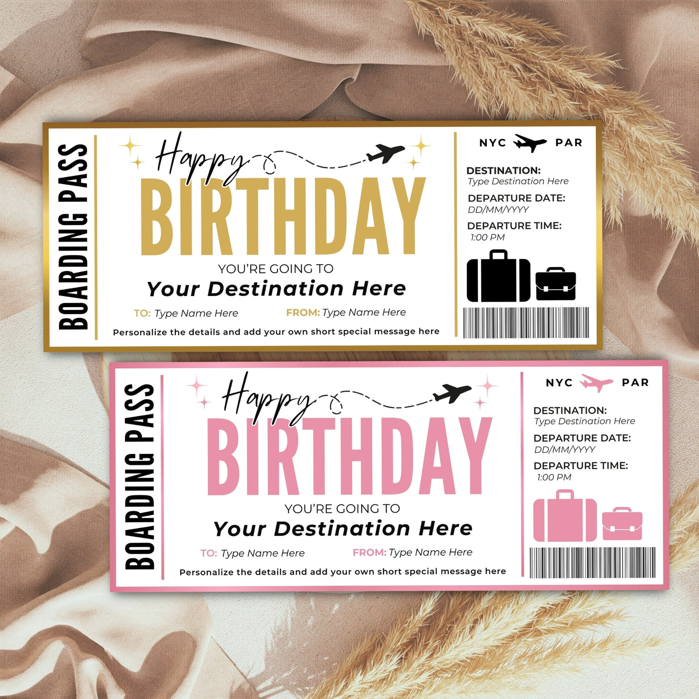 DIY Birthday Boarding Pass Template | Surprise Trip Gift Ticket ...