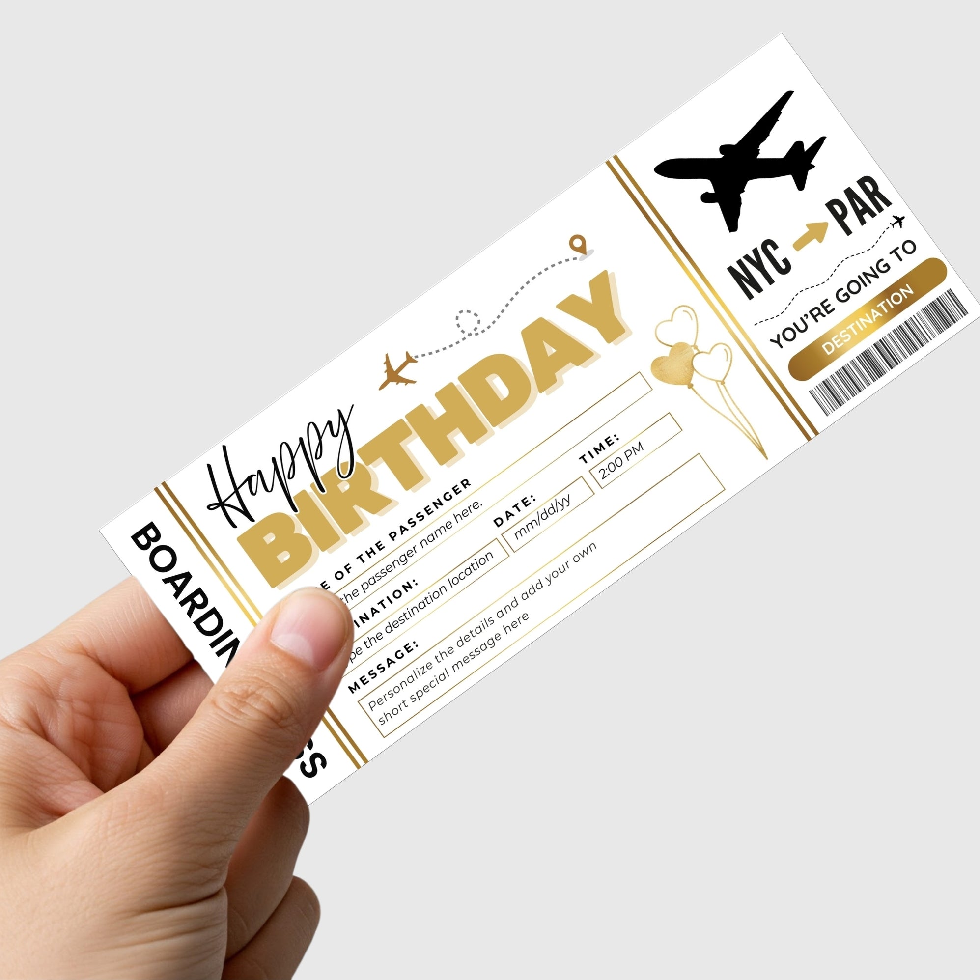 DIY Surprise Travel Gift Ticket Template | Birthday Trip Boarding Pass ...
