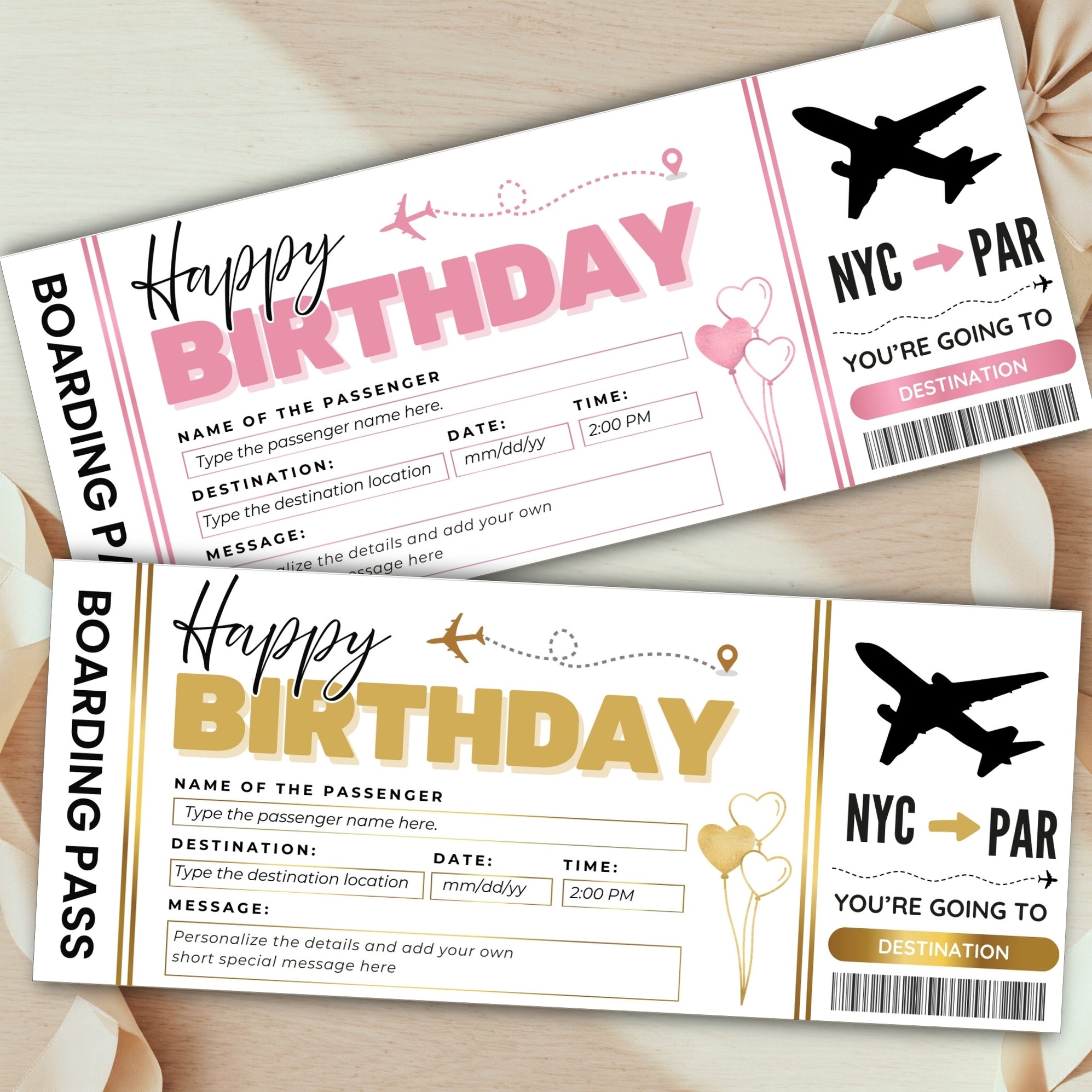 DIY Surprise Travel Gift Ticket Template | Birthday Trip Boarding Pass ...
