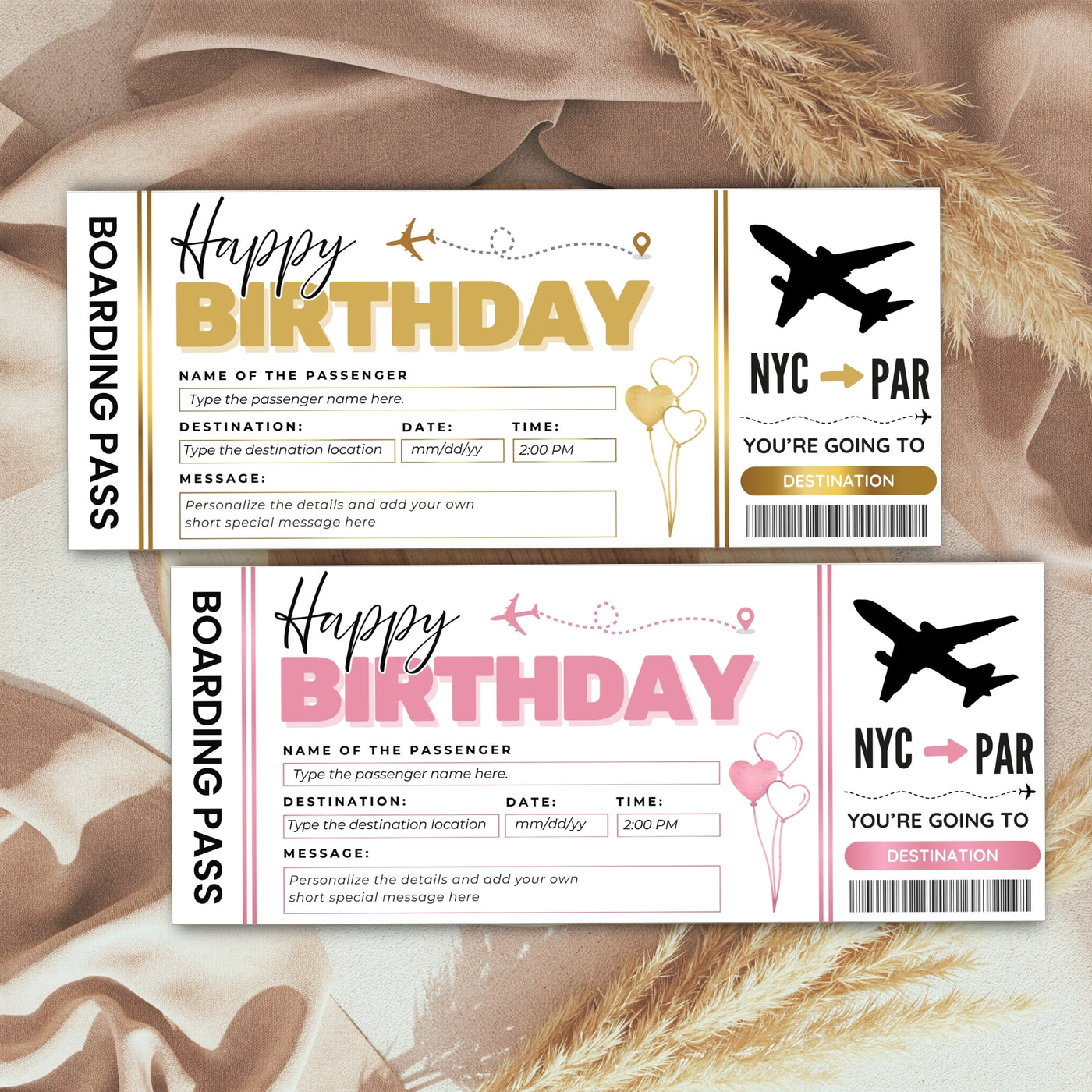 DIY Surprise Travel Gift Ticket Template | Birthday Trip Boarding Pass ...