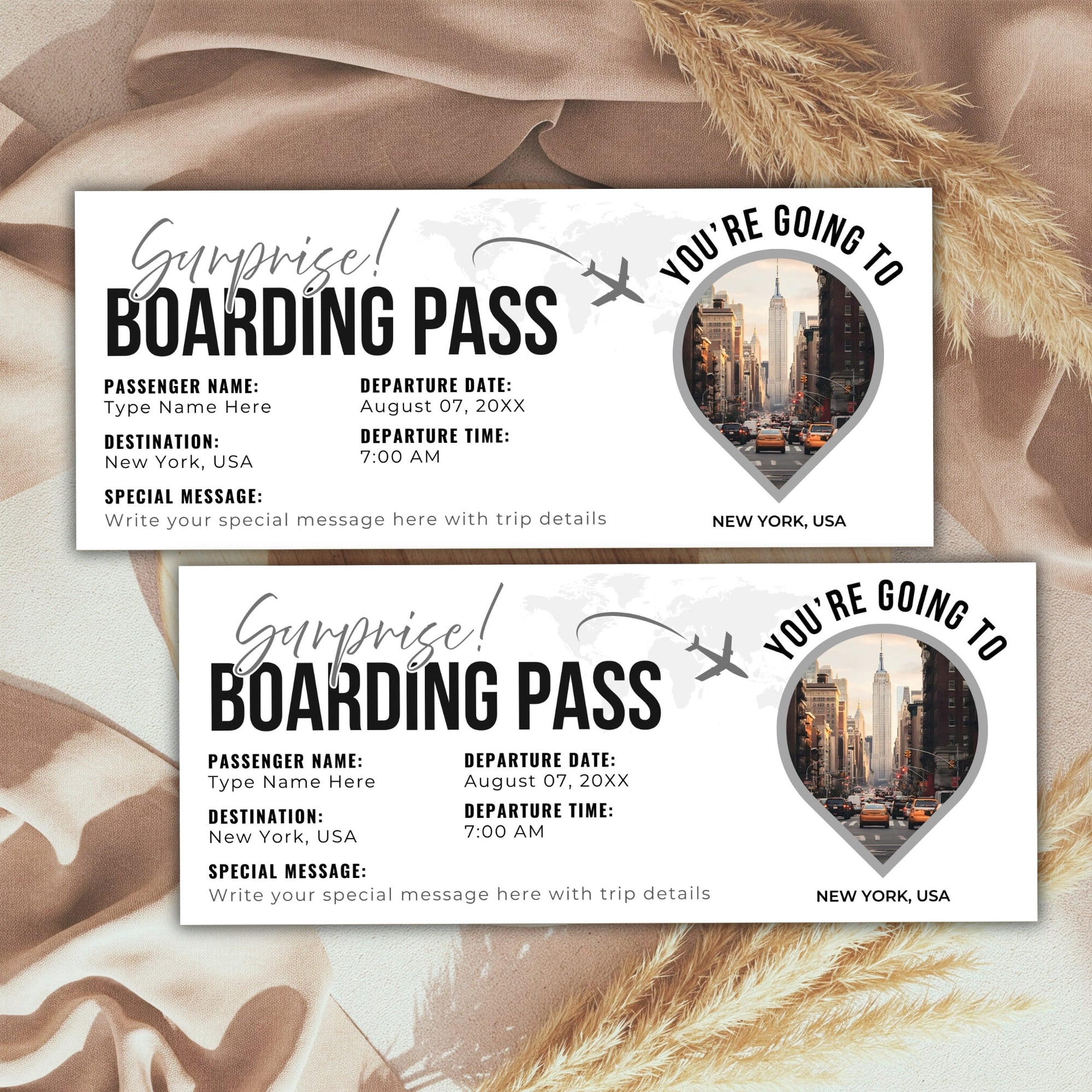 Customization Surprise Birthday Boarding Pass Ticket Template | Trip ...