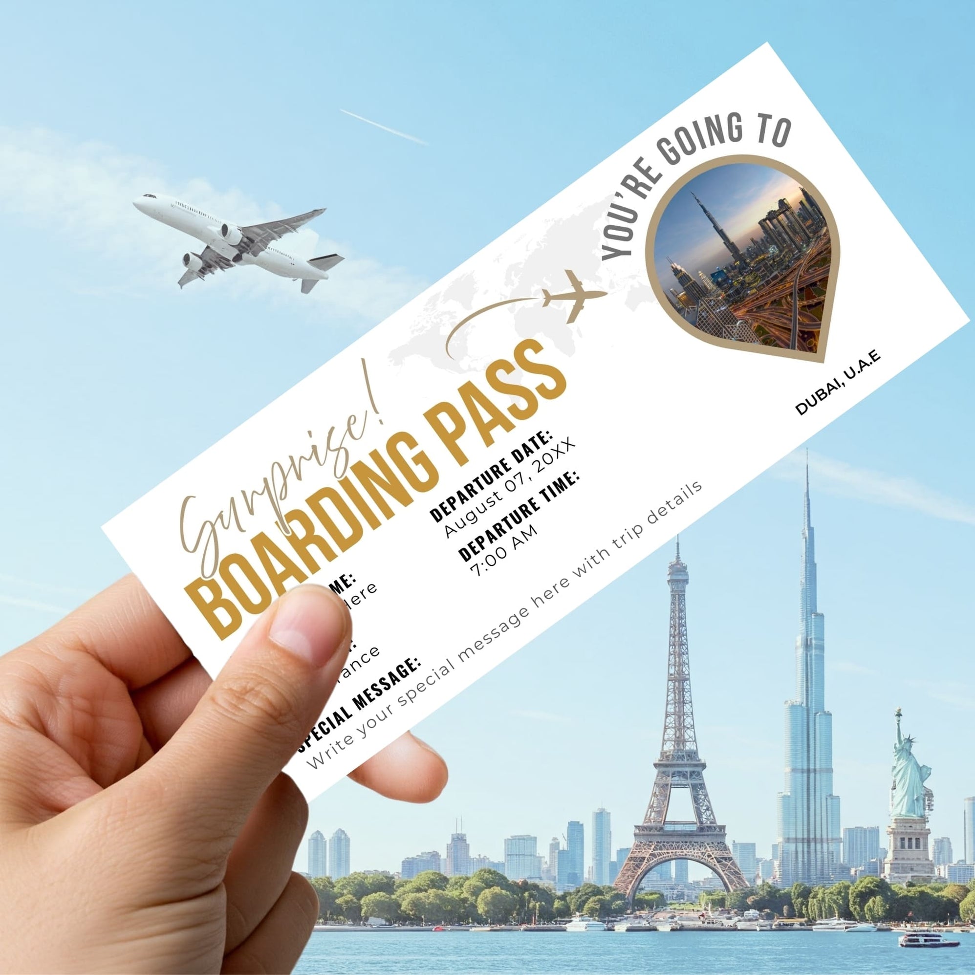 Customization Boarding Pass Ticket Gift Template | Surprise Birthday ...