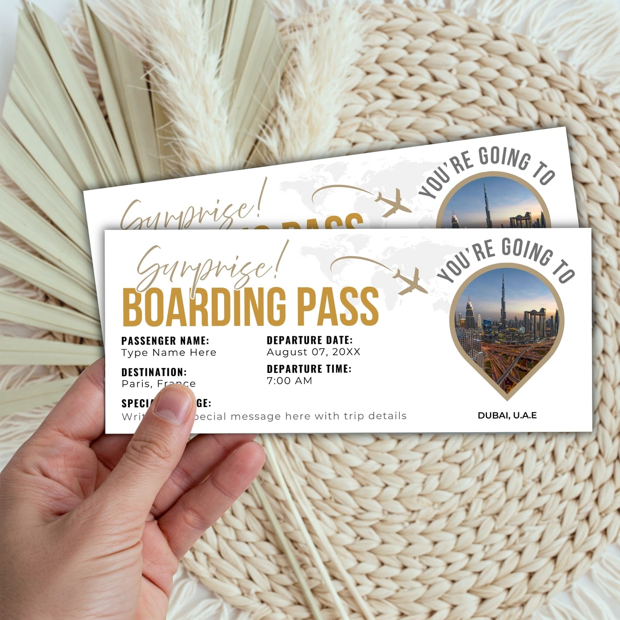 Customization Boarding Pass Ticket Gift Template | Surprise Birthday ...