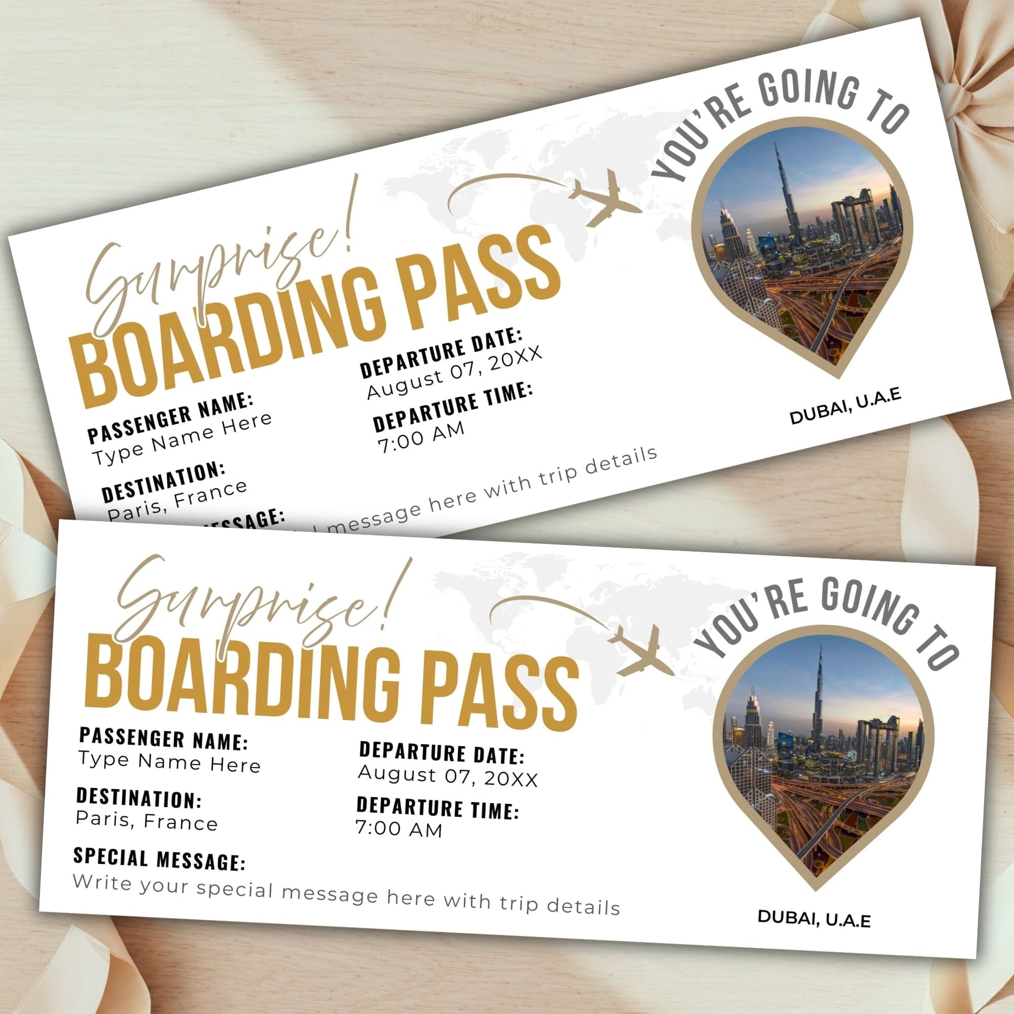 Customization Boarding Pass Ticket Gift Template | Surprise Birthday ...