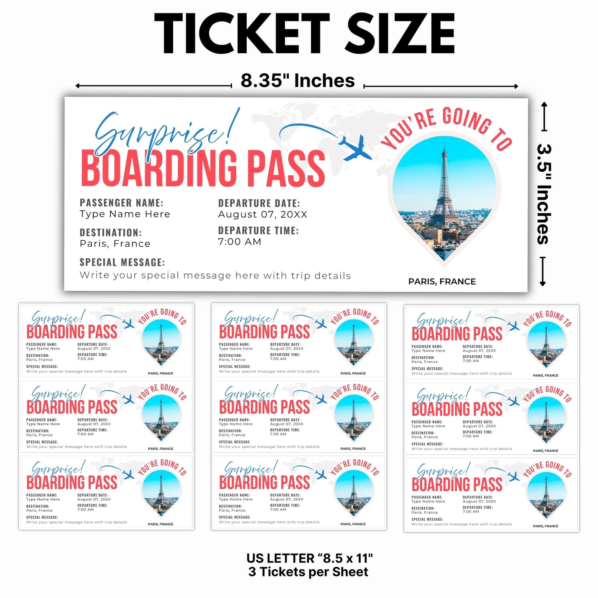 DIY Surprise Birthday Trip Boarding Pass Ticket | Vacation Ticket Gift ...