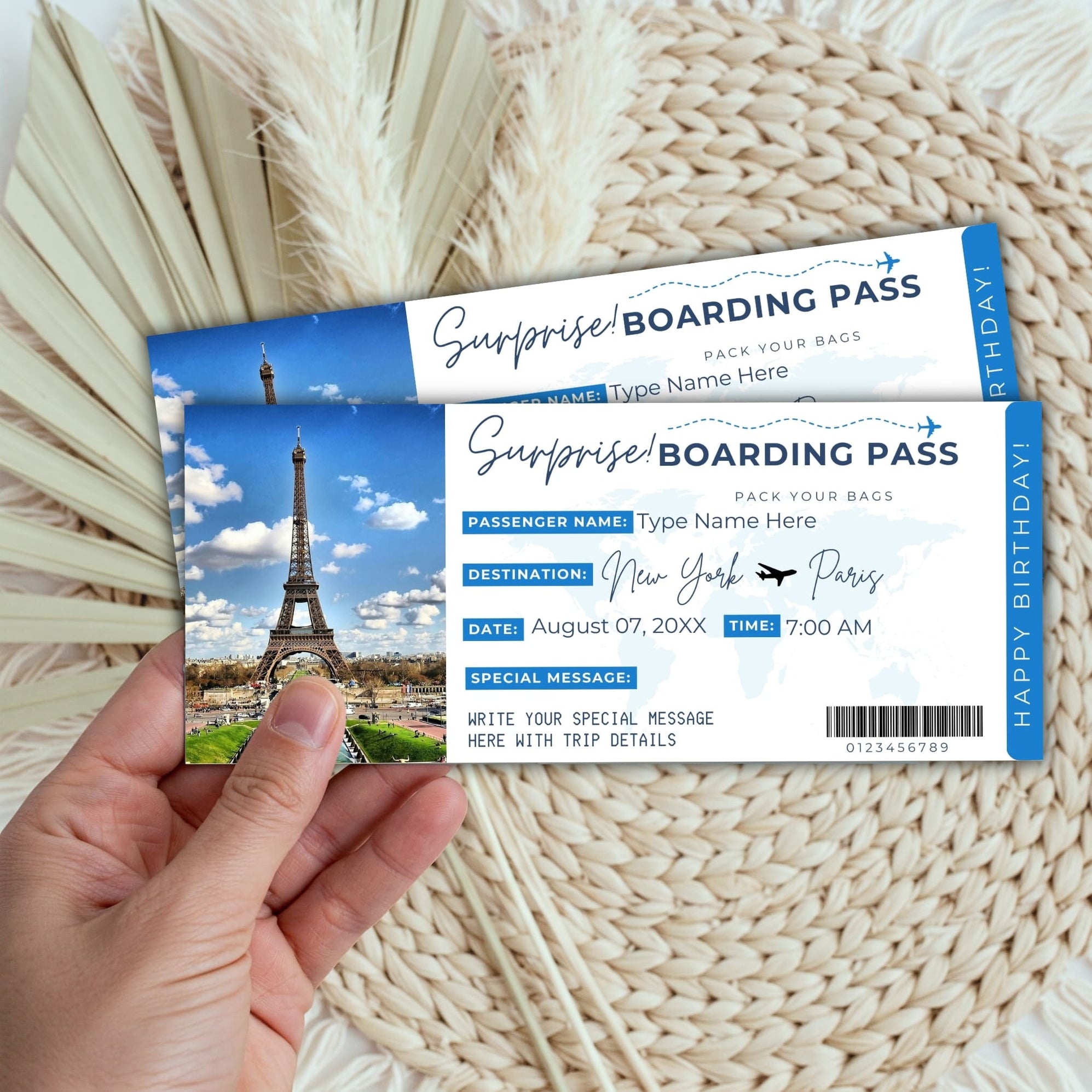 DIY Surprise Trip Boarding Pass Gift Ticket | Travel Vacation Voucher ...
