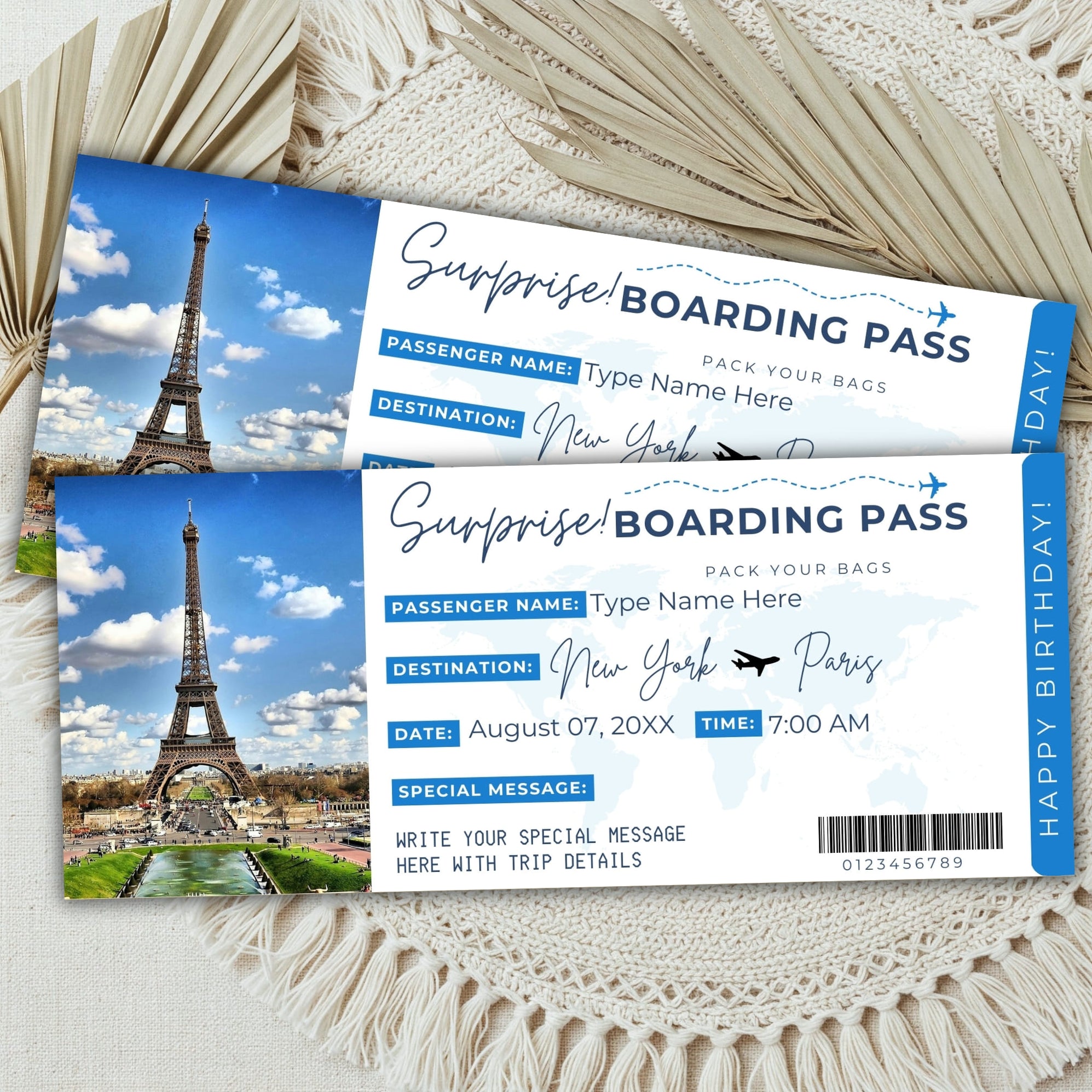 DIY Surprise Trip Boarding Pass Gift Ticket | Travel Vacation Voucher ...