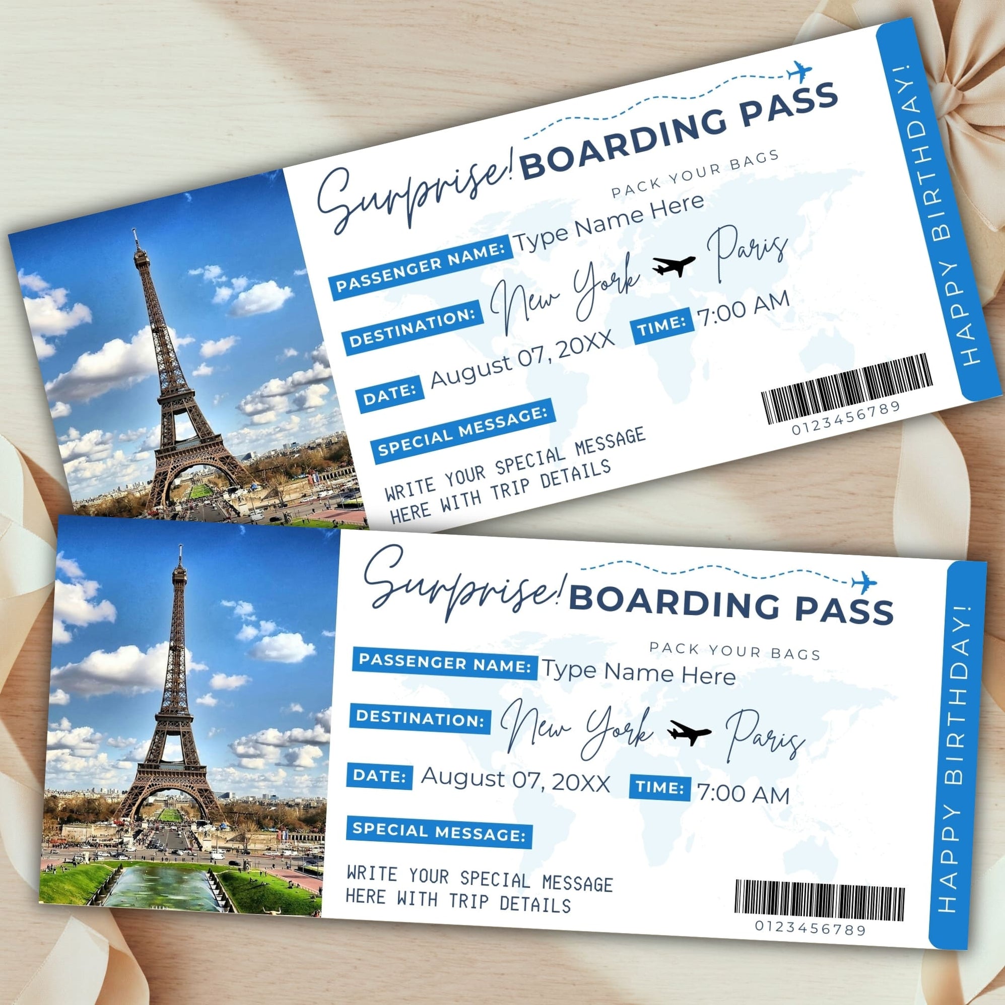 DIY Surprise Trip Boarding Pass Gift Ticket | Travel Vacation Voucher ...
