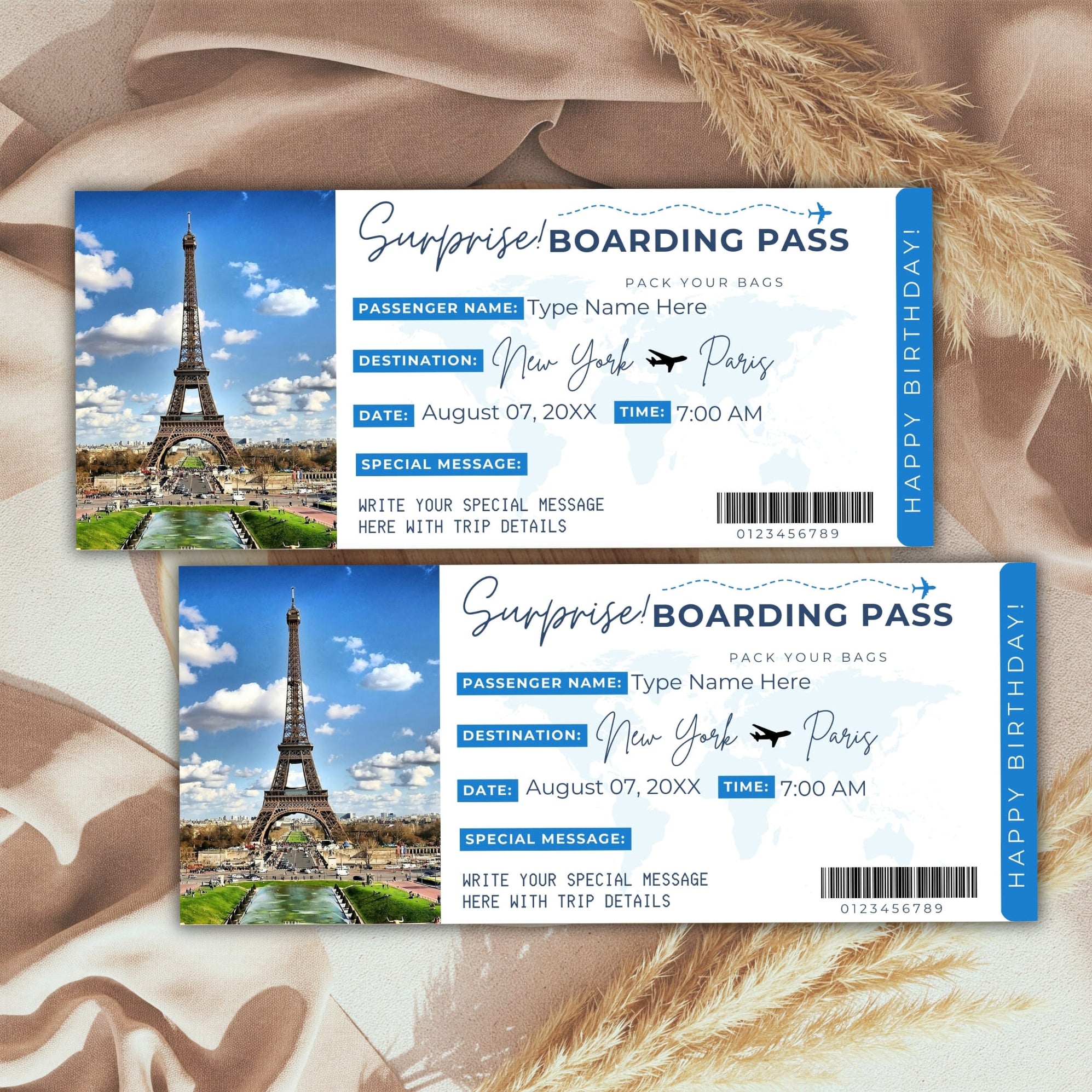 DIY Surprise Trip Boarding Pass Gift Ticket | Travel Vacation Voucher ...