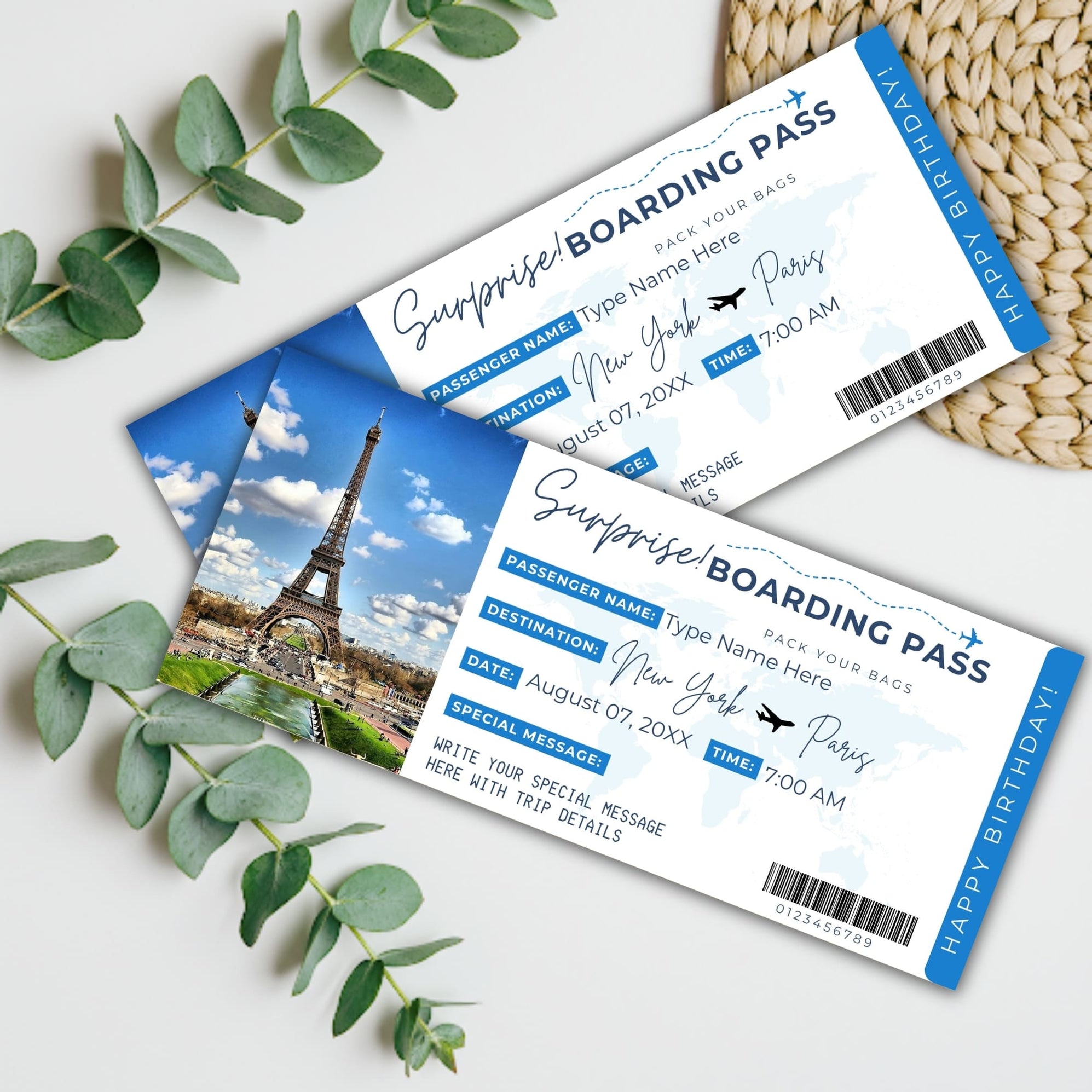 DIY Surprise Trip Boarding Pass Gift Ticket | Travel Vacation Voucher ...