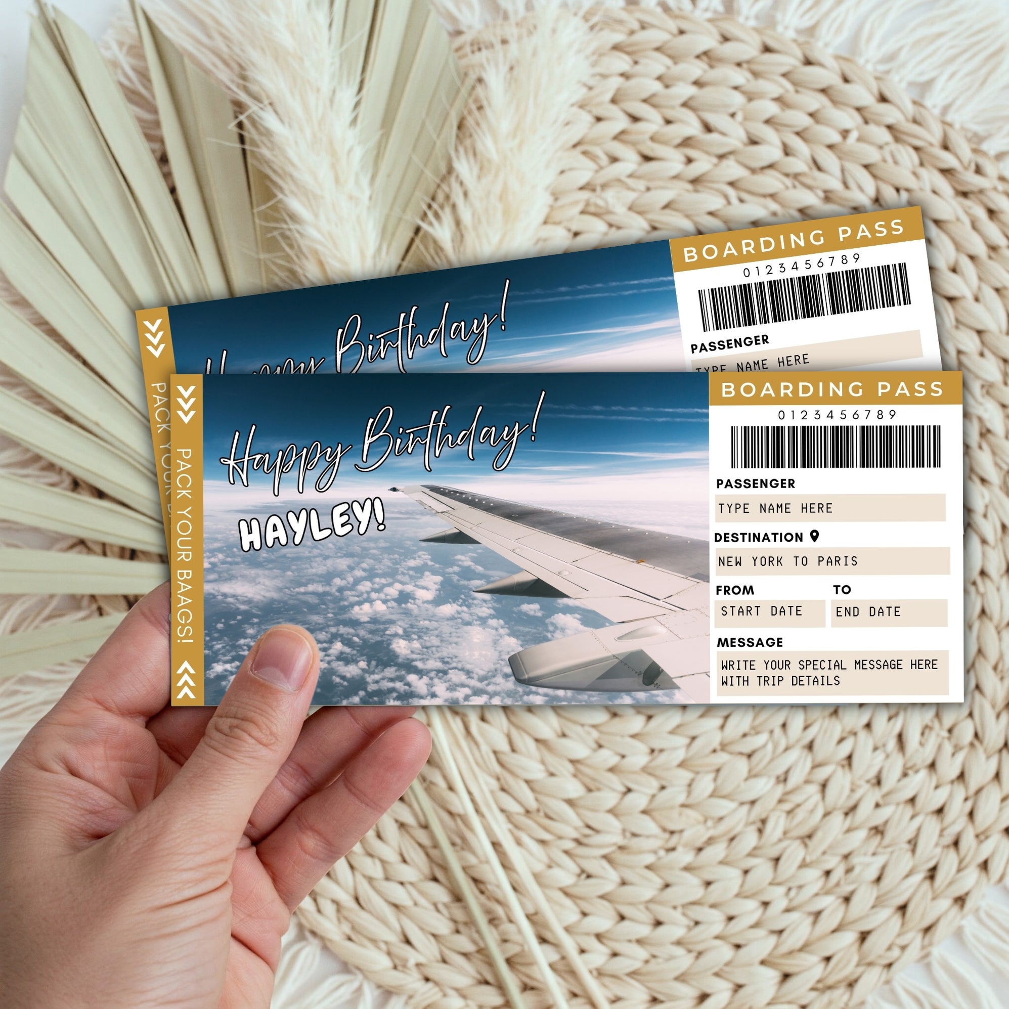Customizable Travel Reveal Boarding Pass Gift Ticket | Surprise ...