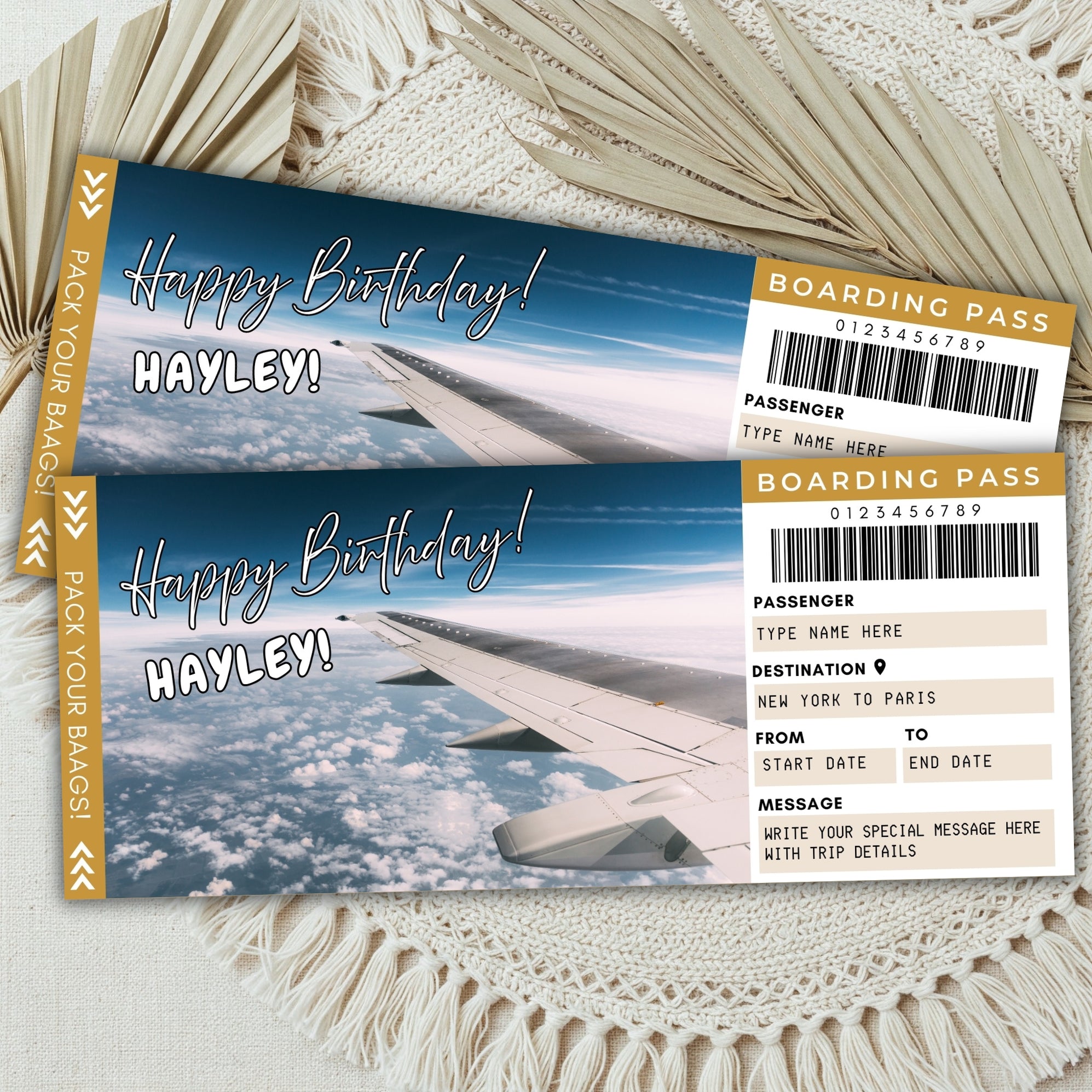 Customizable Travel Reveal Boarding Pass Gift Ticket | Surprise ...