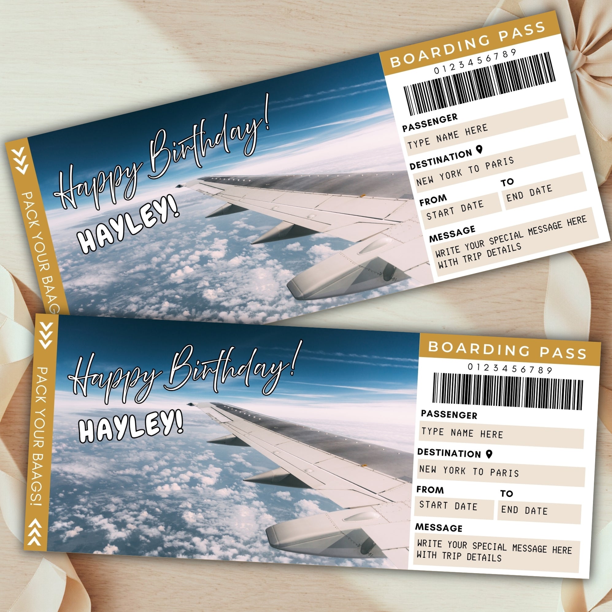 Customizable Travel Reveal Boarding Pass Gift Ticket | Surprise ...