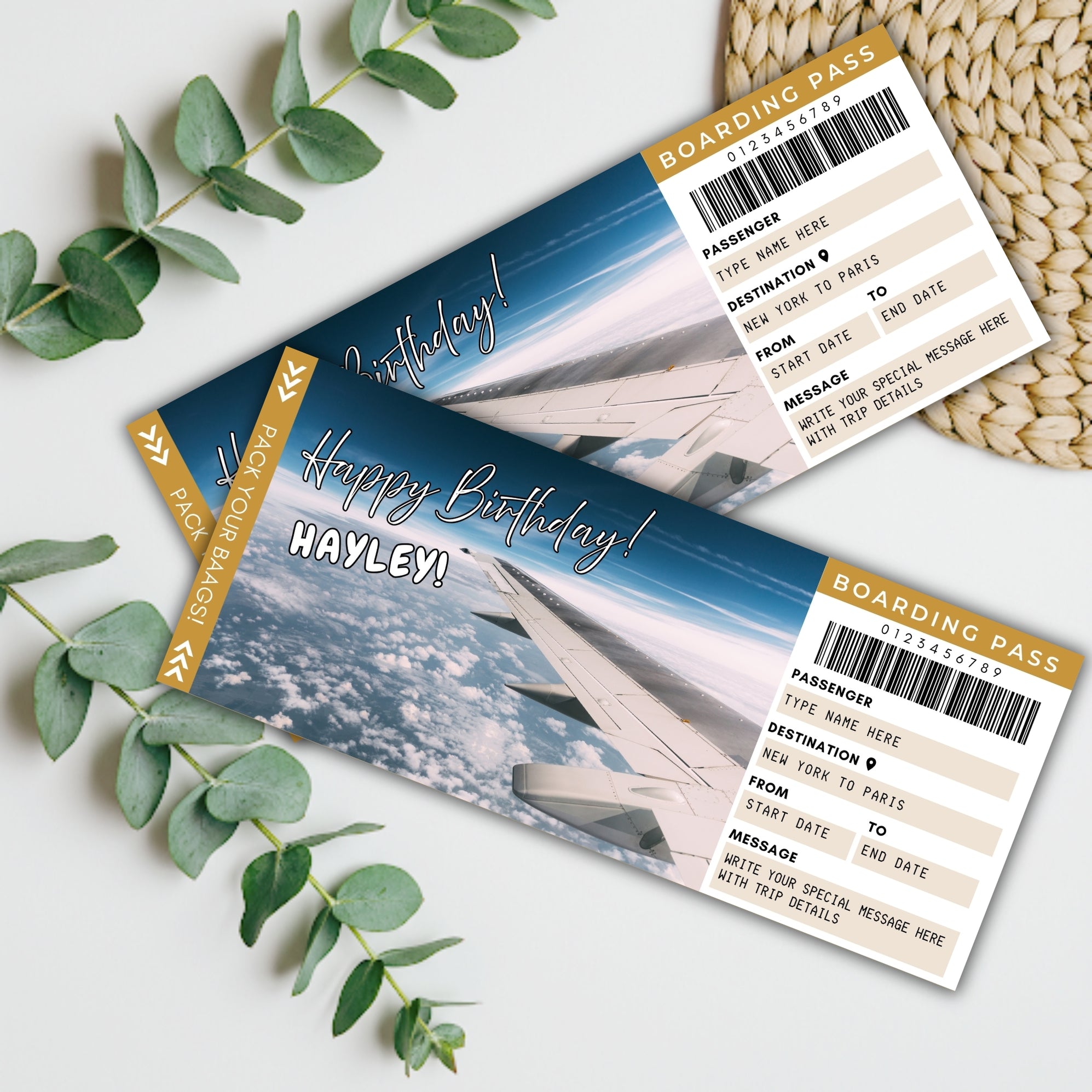 Customizable Travel Reveal Boarding Pass Gift Ticket | Surprise ...