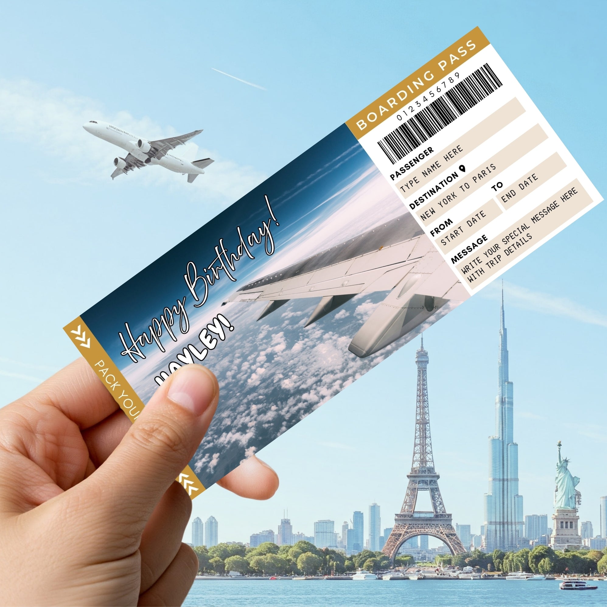 Customizable Travel Reveal Boarding Pass Gift Ticket | Surprise ...