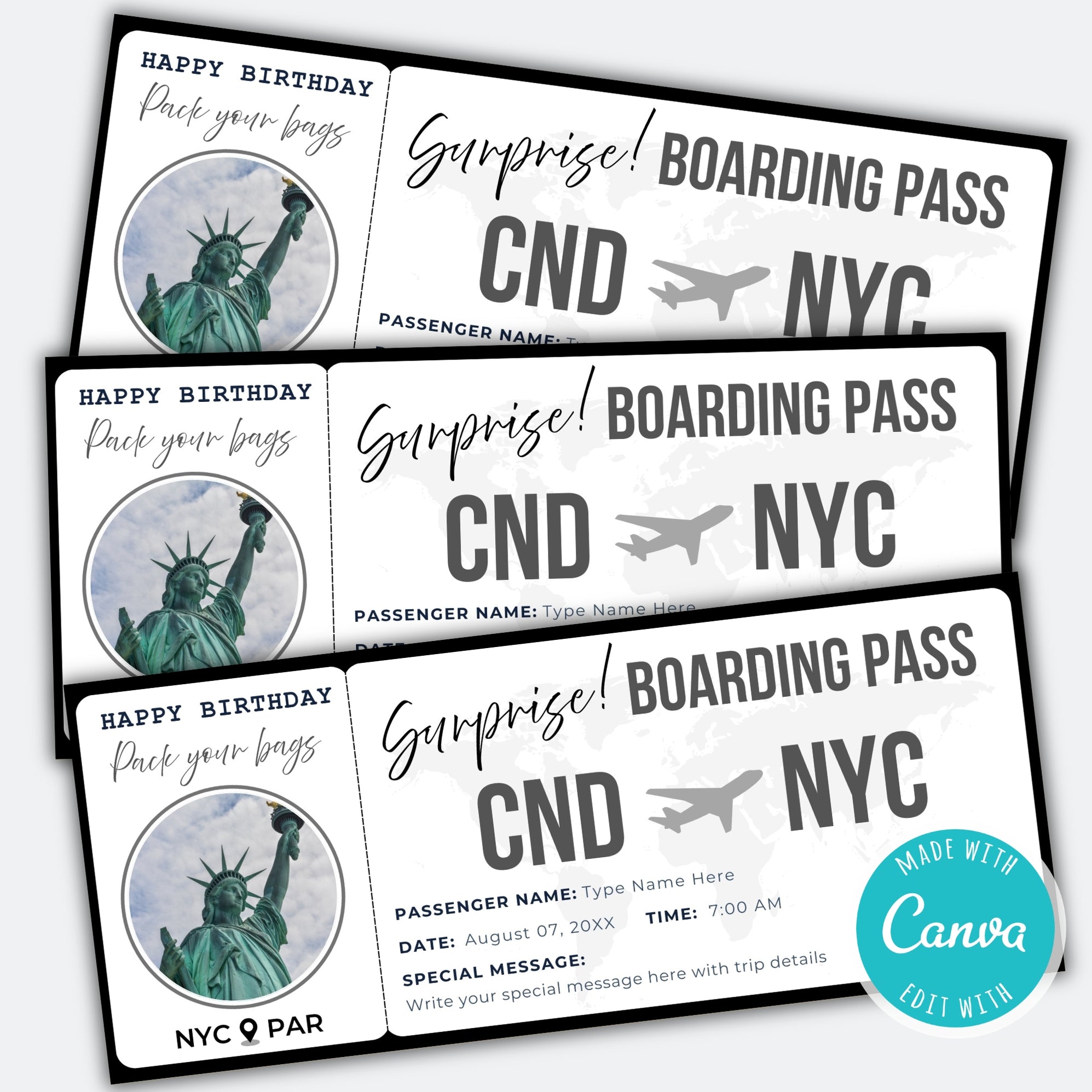 DIY Surprise Gift Boarding Pass Style Ticket | Travel Reveal Vacation ...