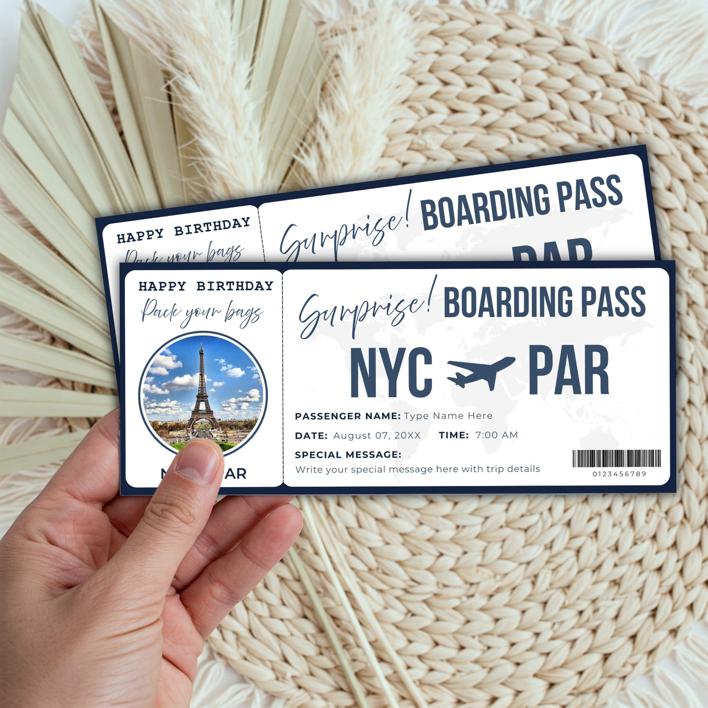 DIY Surprise Travel Gift Boarding Pass Style Ticket | Reveal Vacation ...