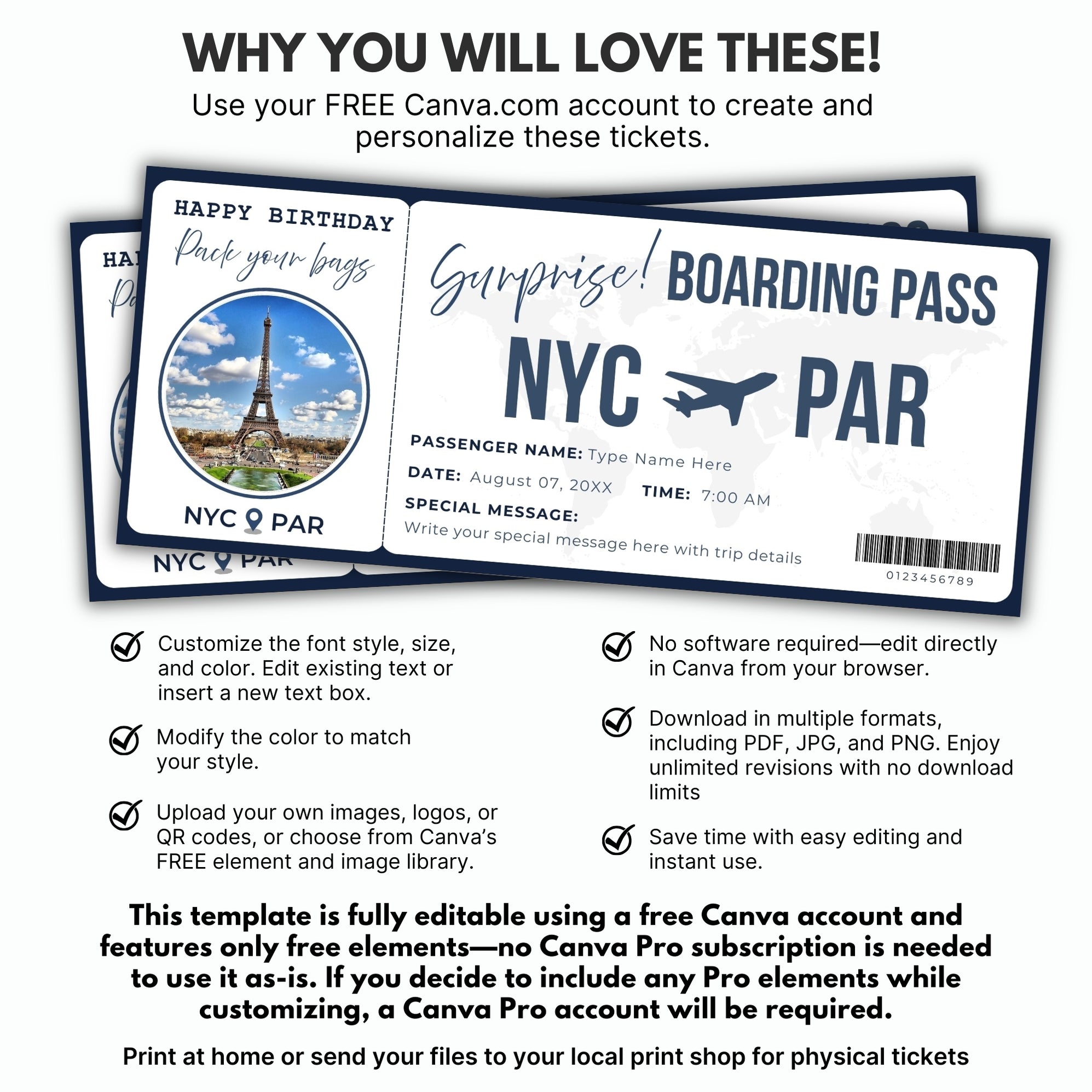 DIY Surprise Travel Gift Boarding Pass Style Ticket | Reveal Vacation ...
