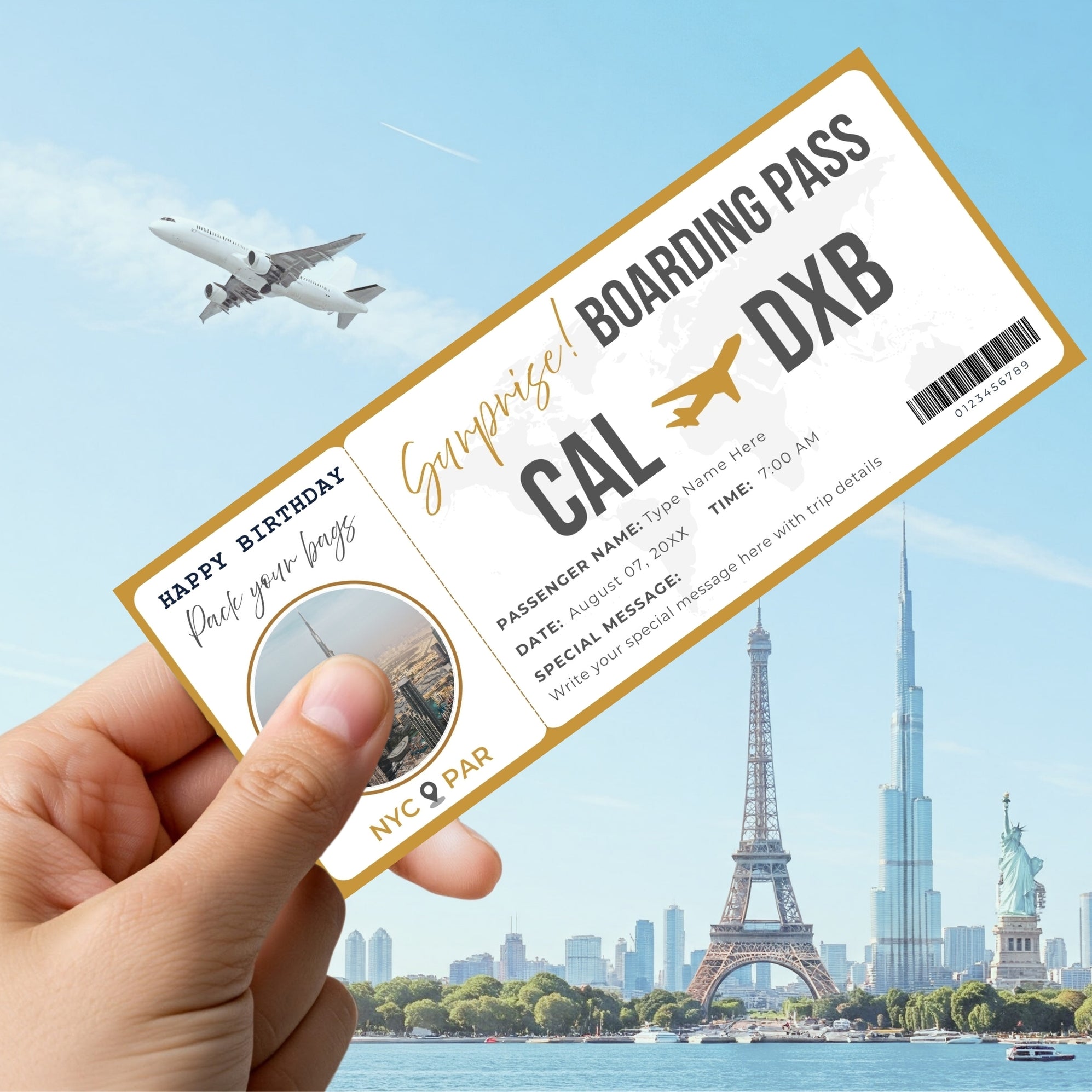 Customizable Trip Reveal Boarding Pass Style Ticket Surprise Travel
