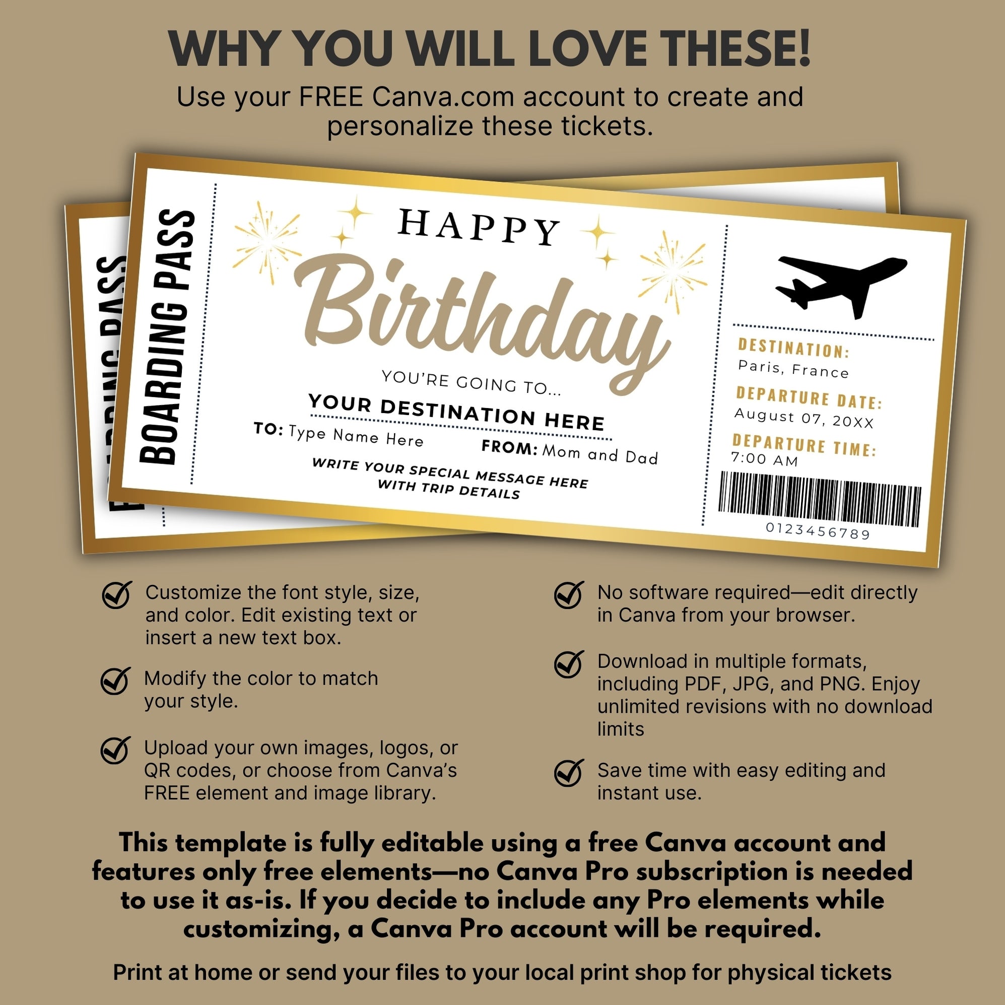 DIY Surprise Birthday Trip Boarding Pass Style Ticket | Travel Reveal ...