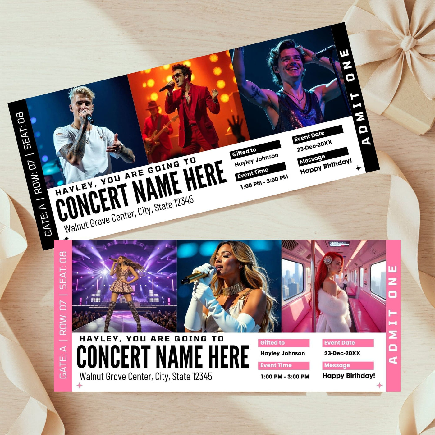 Customizable Concert Ticket Template | Surprise Event Gift Ticket ...