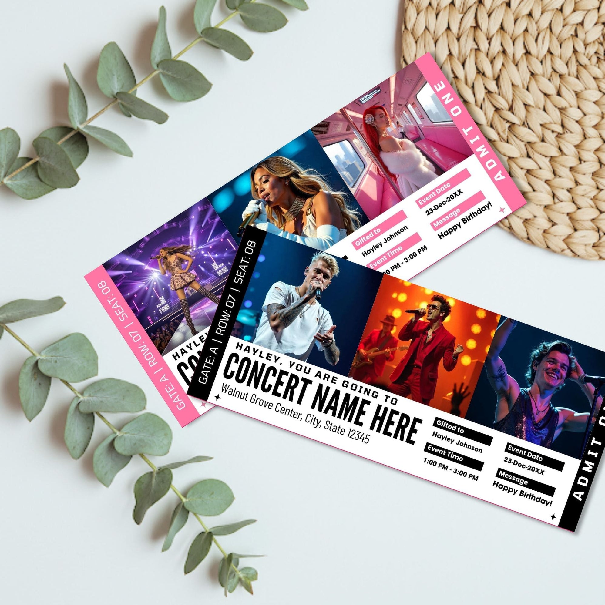 Customizable Concert Ticket Template | Surprise Event Gift Ticket ...