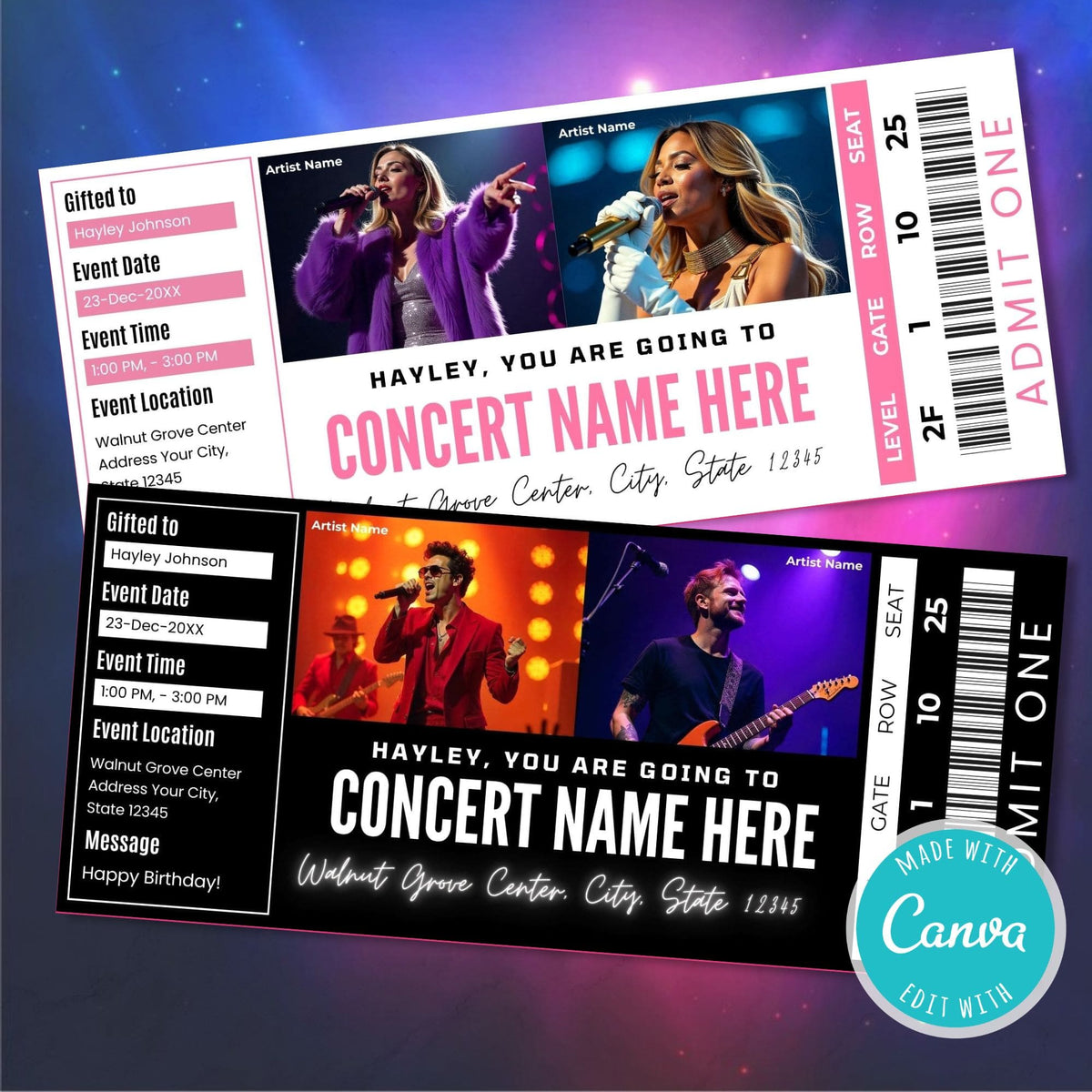 DIY Concert Ticket Gift for Her and Him | Surprise Music Live Concert ...