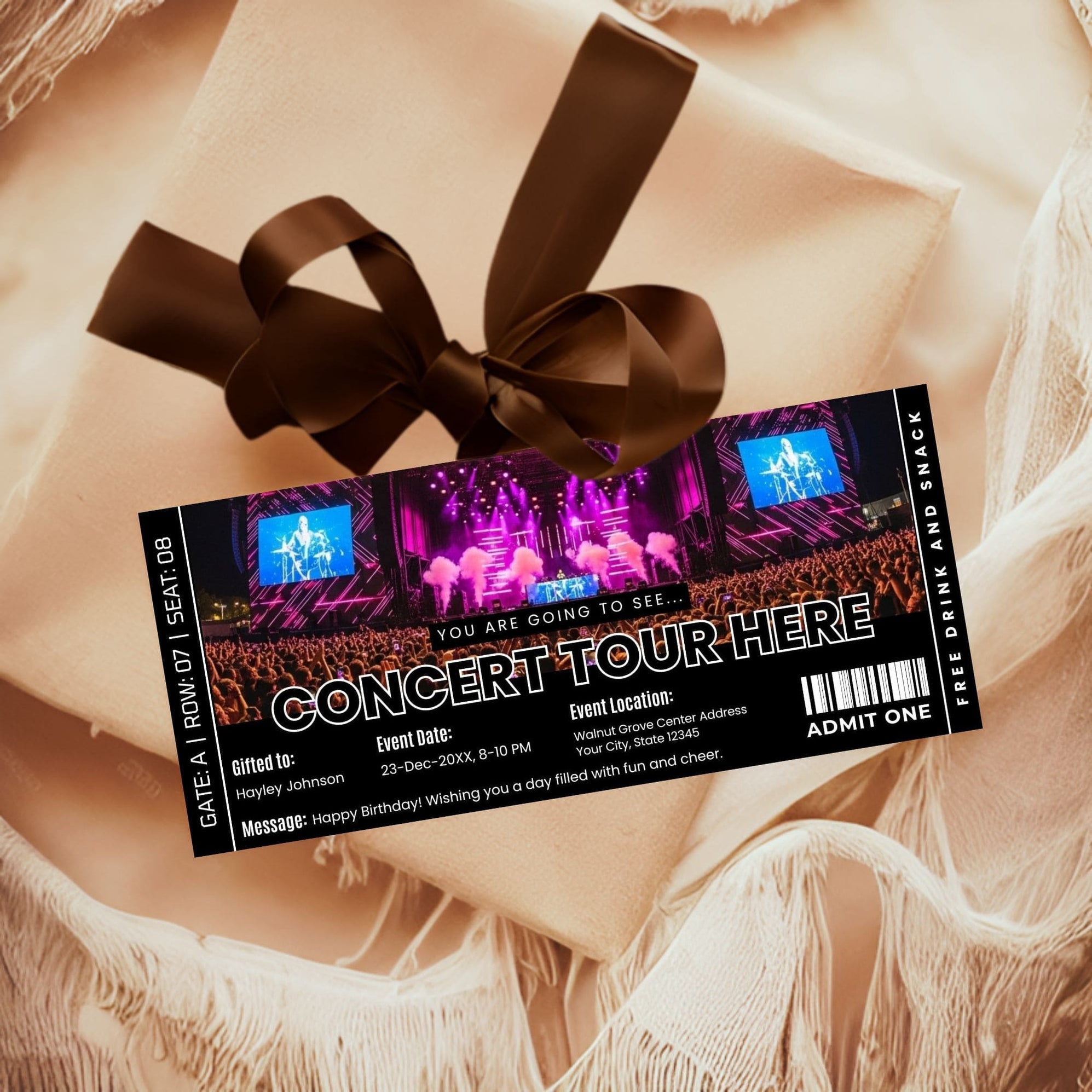 DIY Live Concert Ticket Template | Surprise Music Concert Ticket Gift ...
