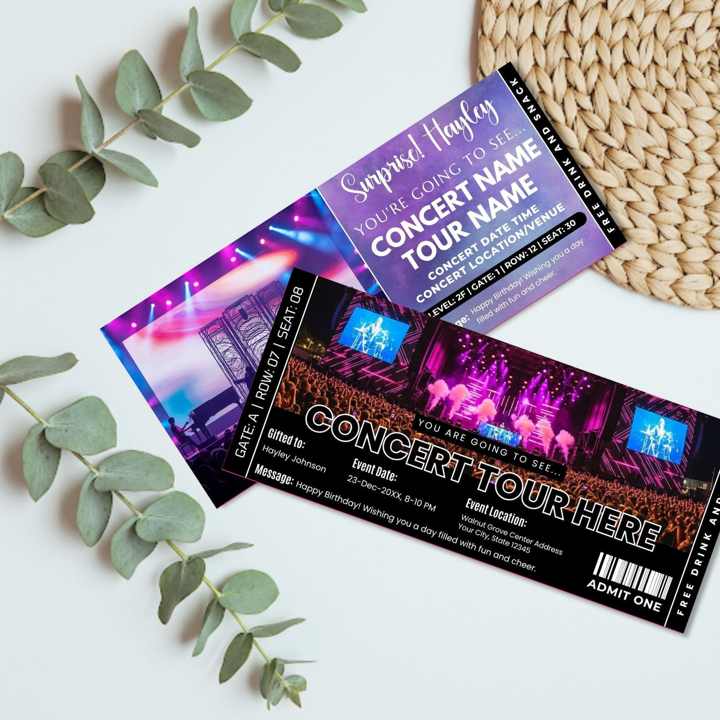 DIY Live Concert Ticket Template | Surprise Music Concert Ticket Gift ...