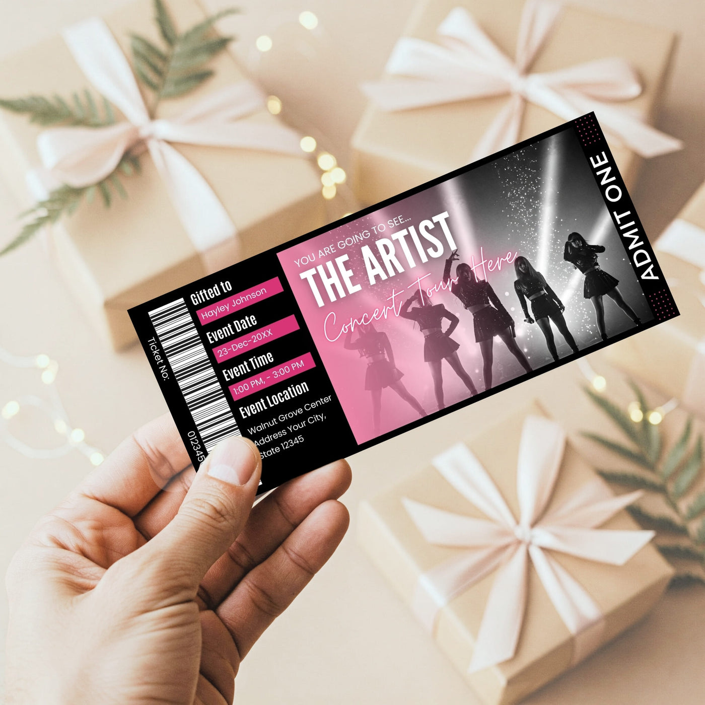 Customizable Concert Event Ticket Template | Personalized Surprise Gift ...
