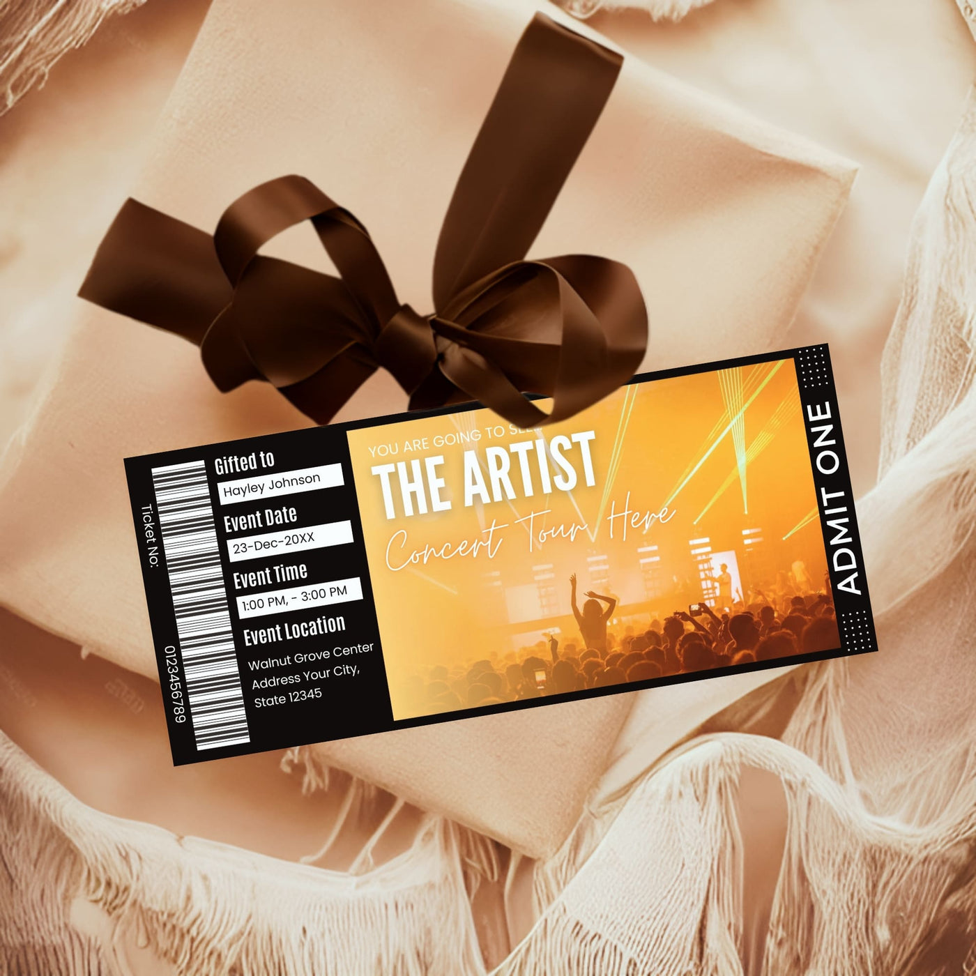 Customizable Concert Event Ticket Template | Personalized Surprise Gift ...